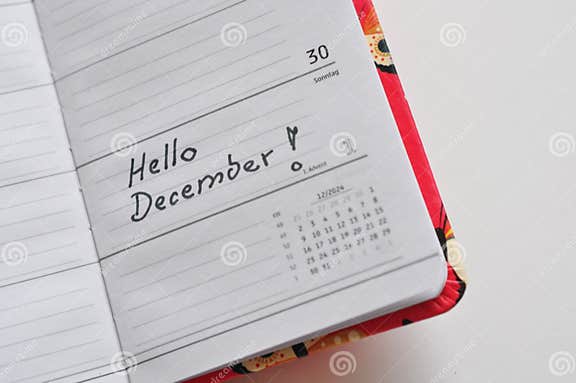 Hello December Write in Calendar on Page 1. December Stock Illustration ...