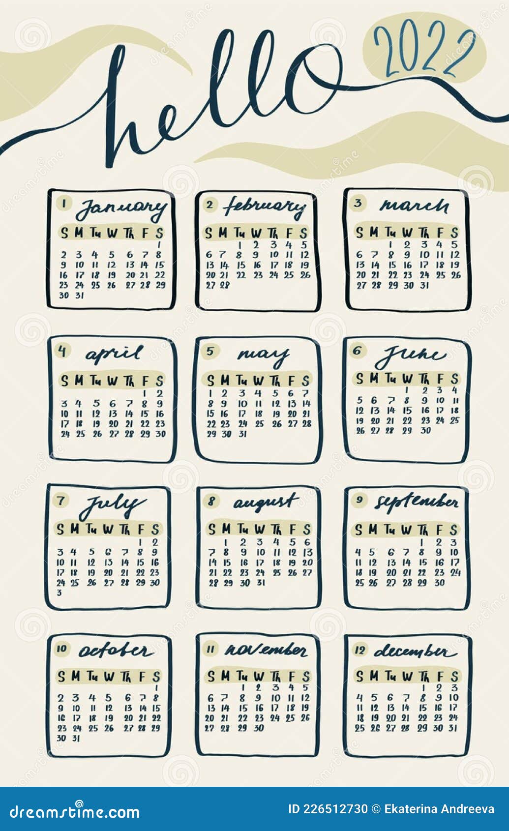 Calendar stock illustration. Illustration of style, year - 226512730