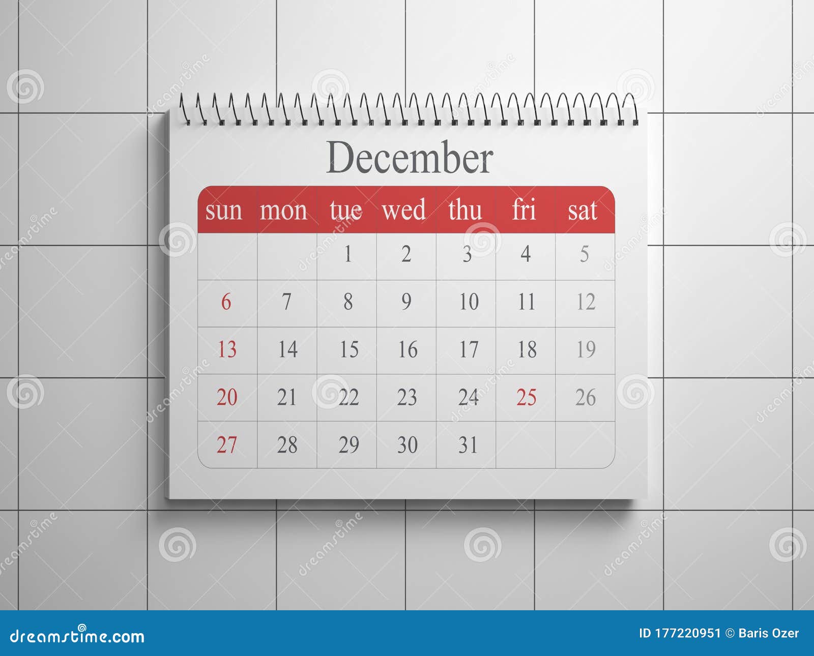 2020 Calendar Horizontal Composition with Copy Space 3rd Render Stock ...