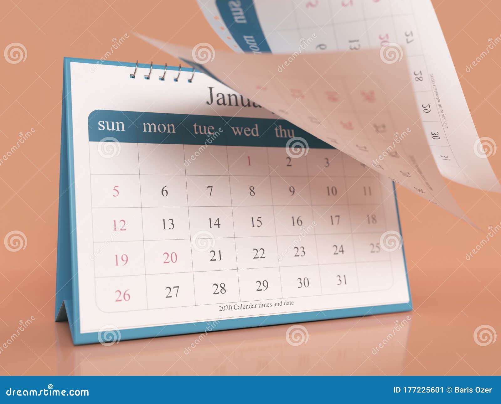 2020 Calendar Horizontal Composition with Copy Space 3rd Render Stock ...