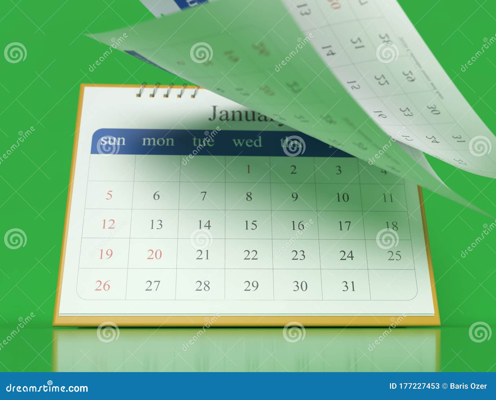 2020 Calendar Horizontal Composition with Copy Space 3rd Render Stock ...