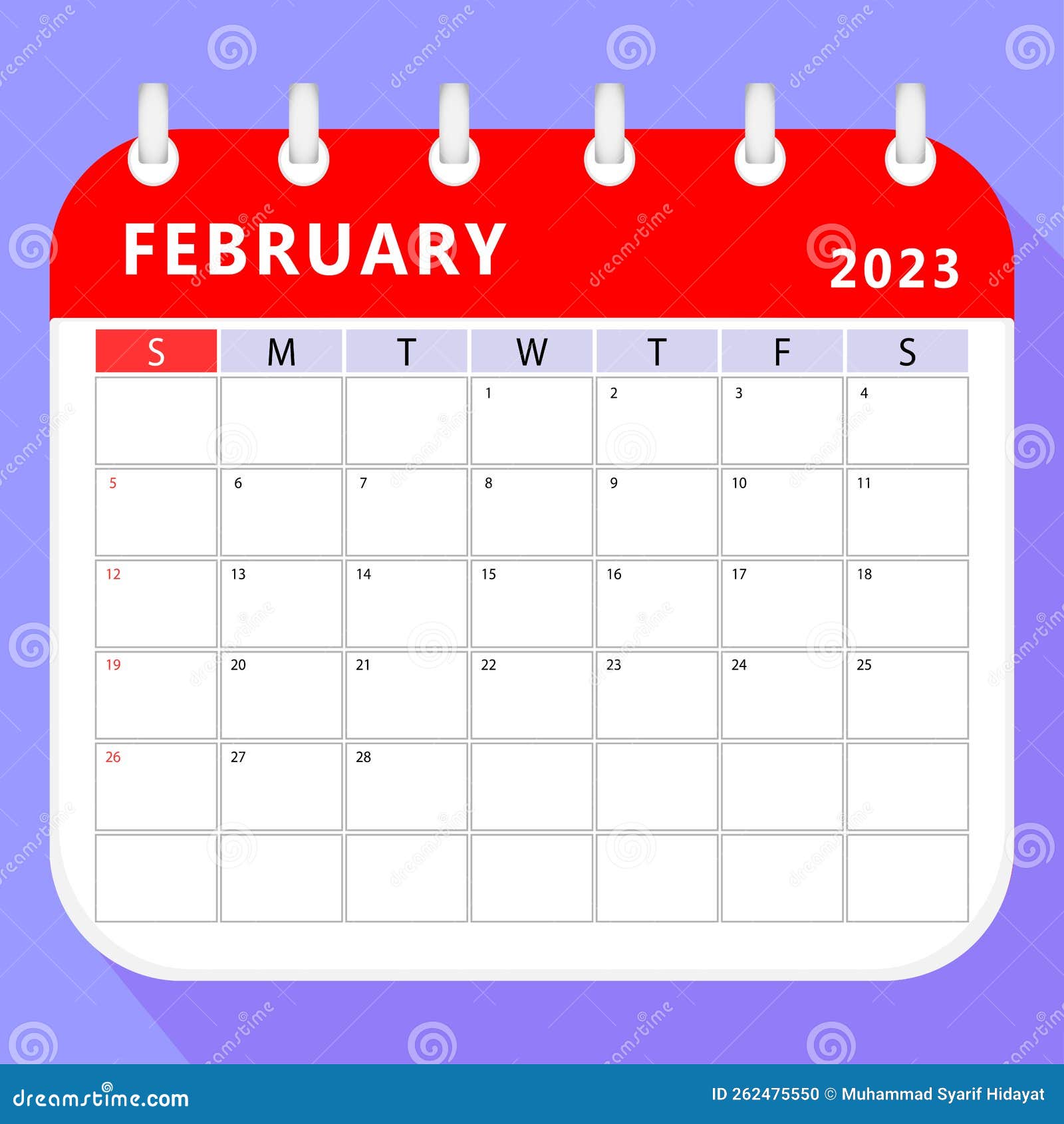 Calendar Planner Template for February. Vector Design Stock Vector ...