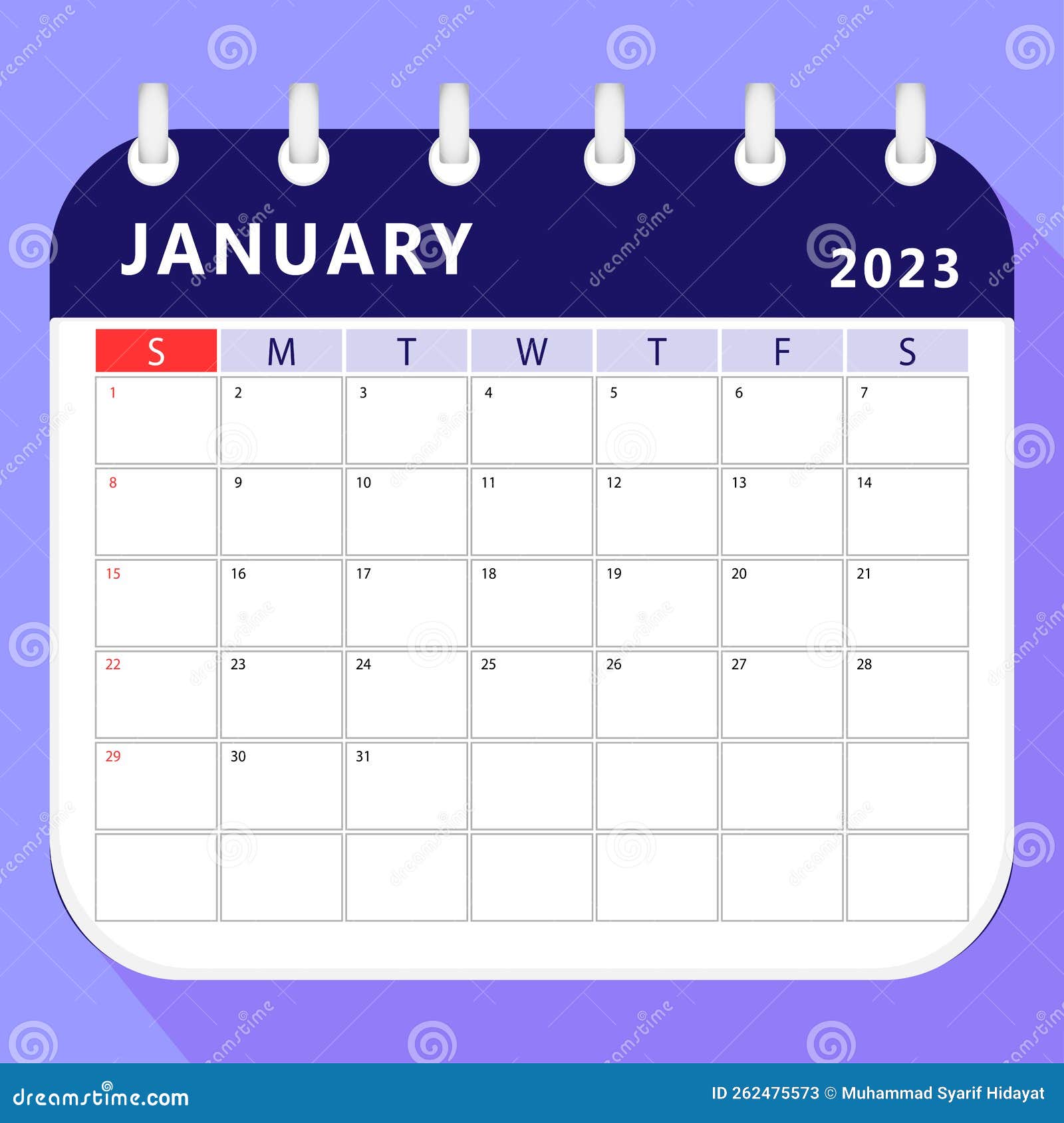 Calendar Planner Template for January. Vector Design Stock Vector ...