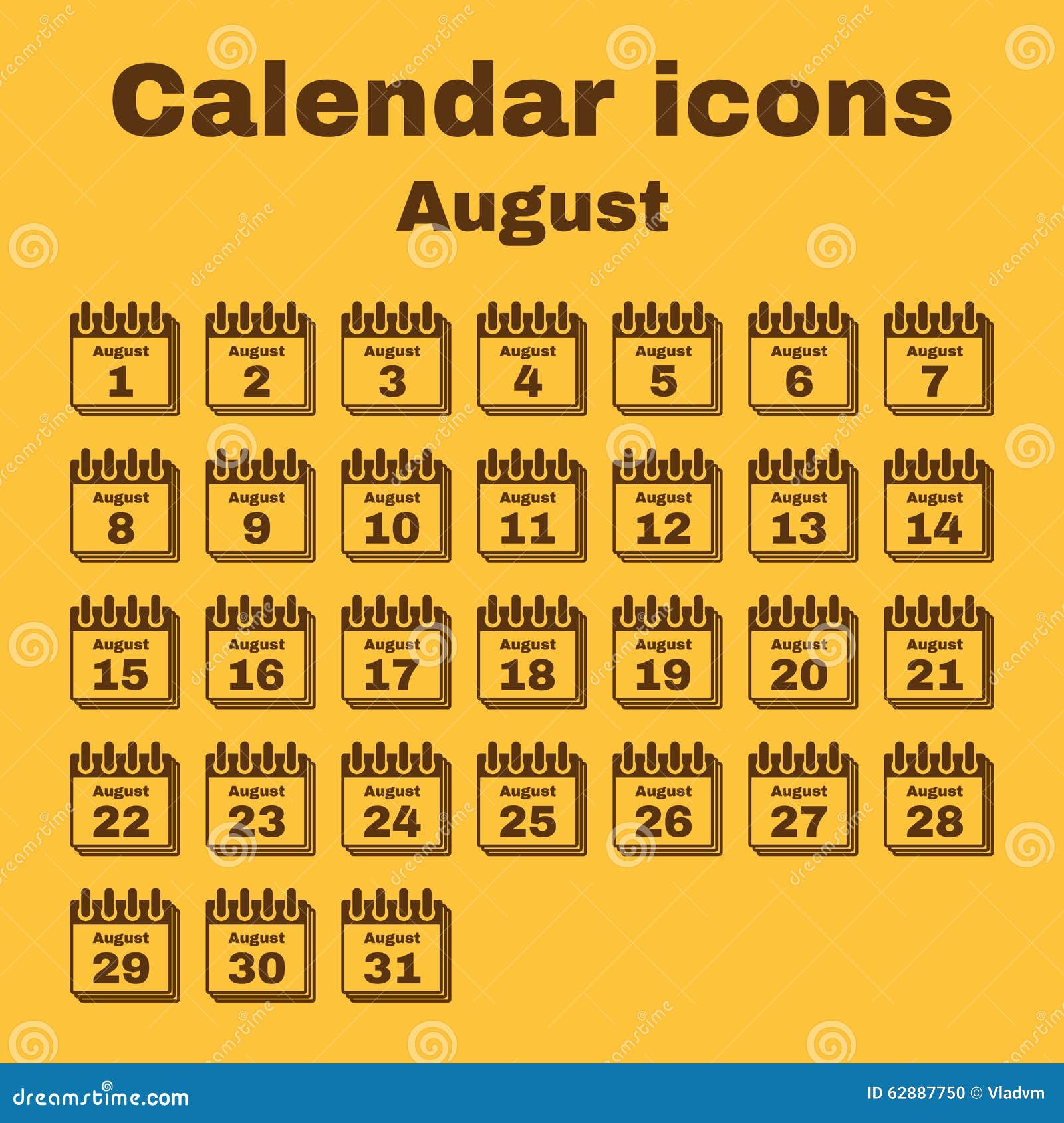 The Calendar Icon. August Symbol Stock Illustration - Illustration of ...