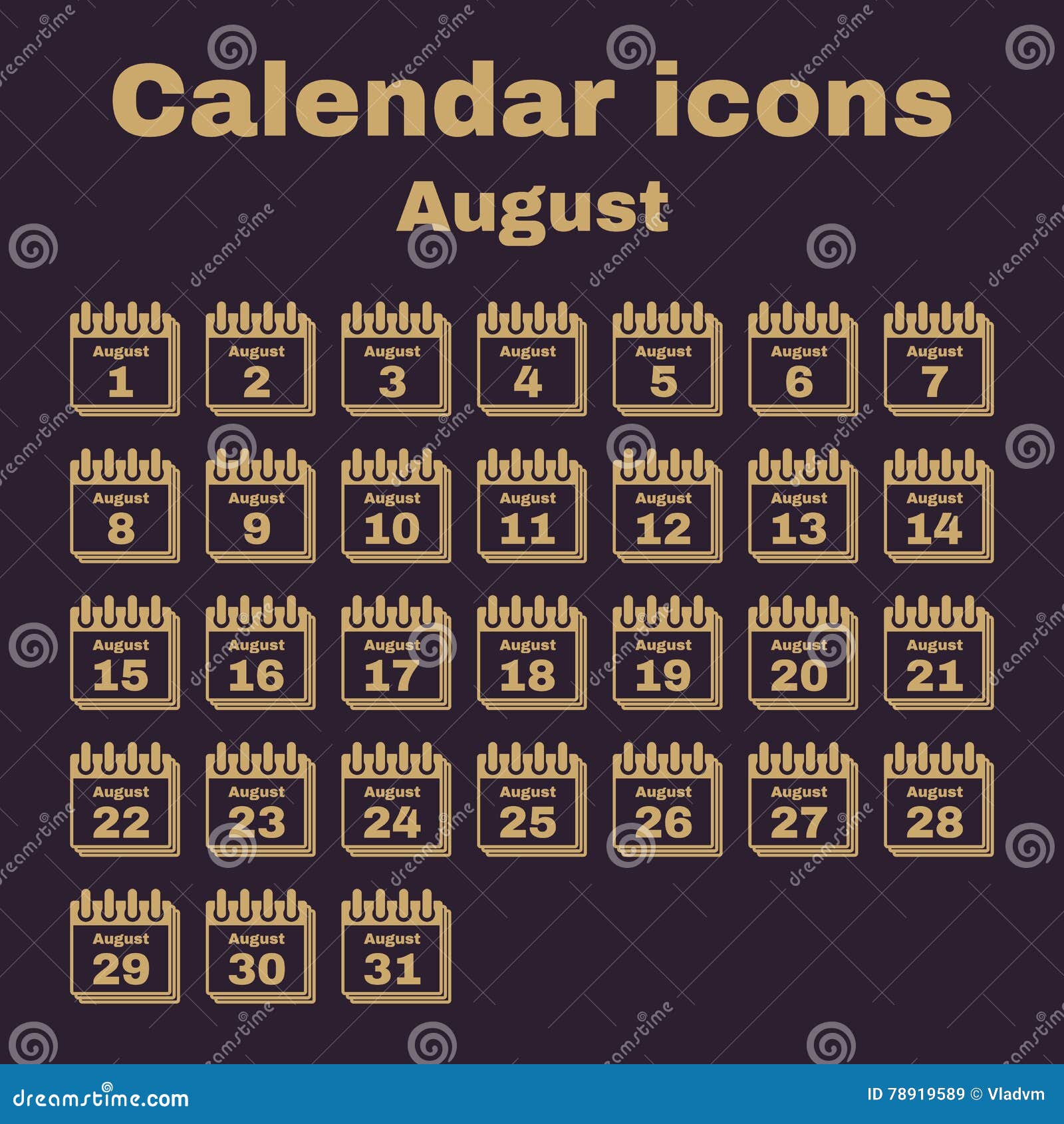 The Calendar Icon. August Symbol Stock Vector - Illustration of sign ...