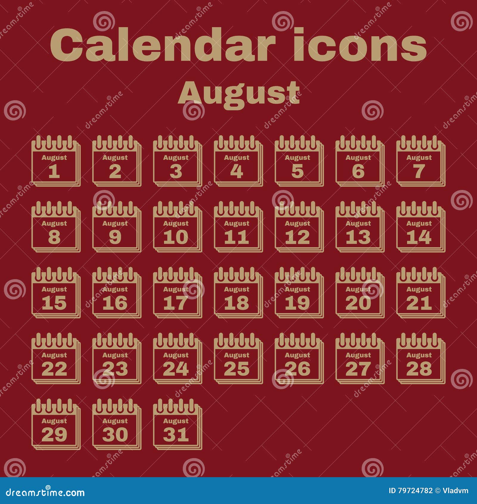 The Calendar Icon. August Symbol Stock Vector - Illustration of august ...