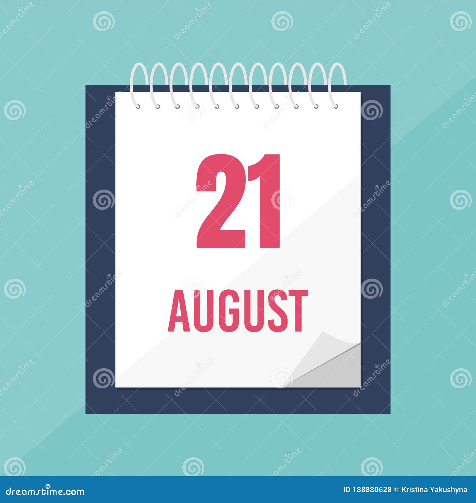 Calendar icon. 21 august stock vector. Illustration of design - 188880628