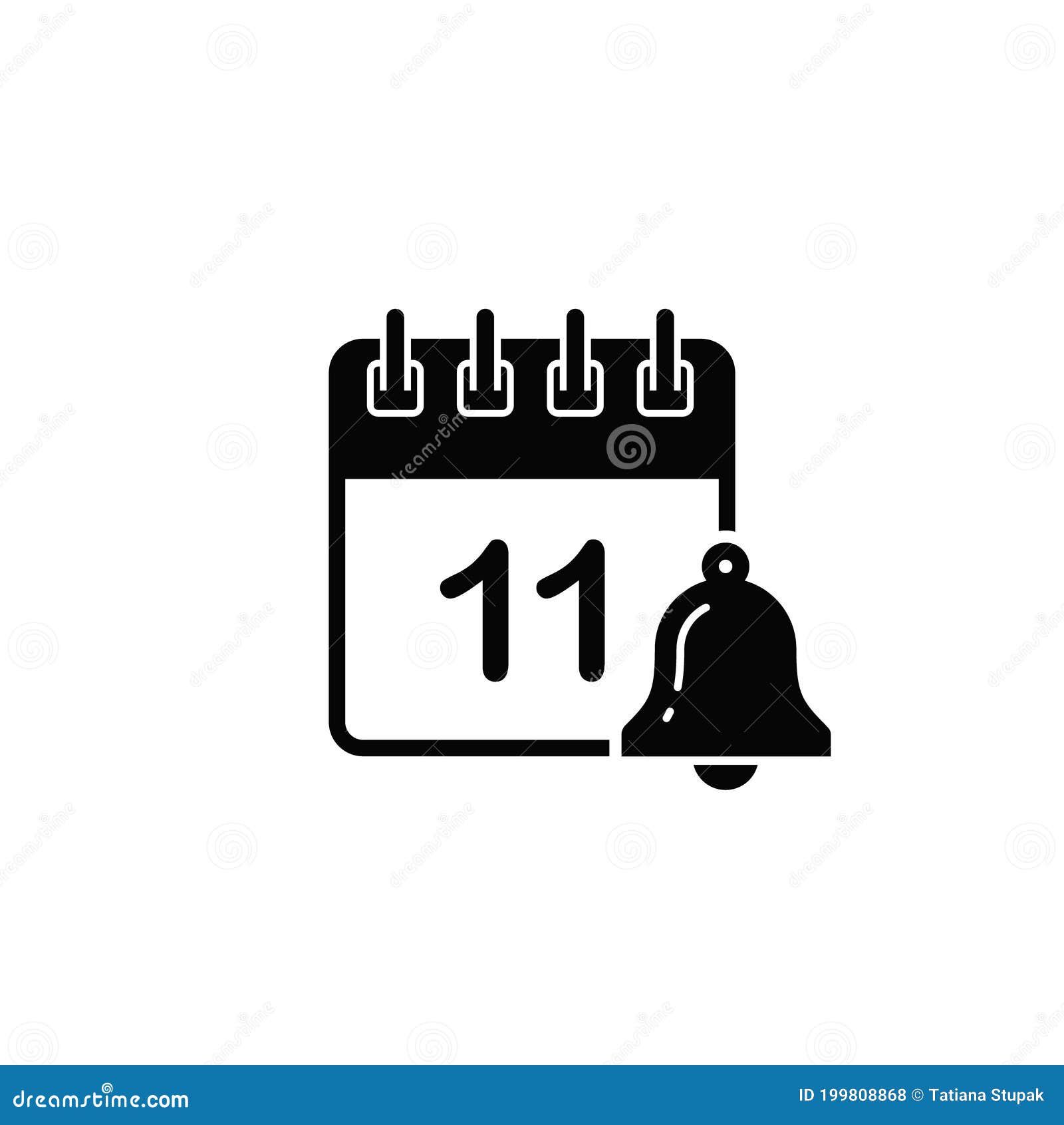 Calendar Icon with Bell Symbol Reminder. Vector Isolated Flat ...