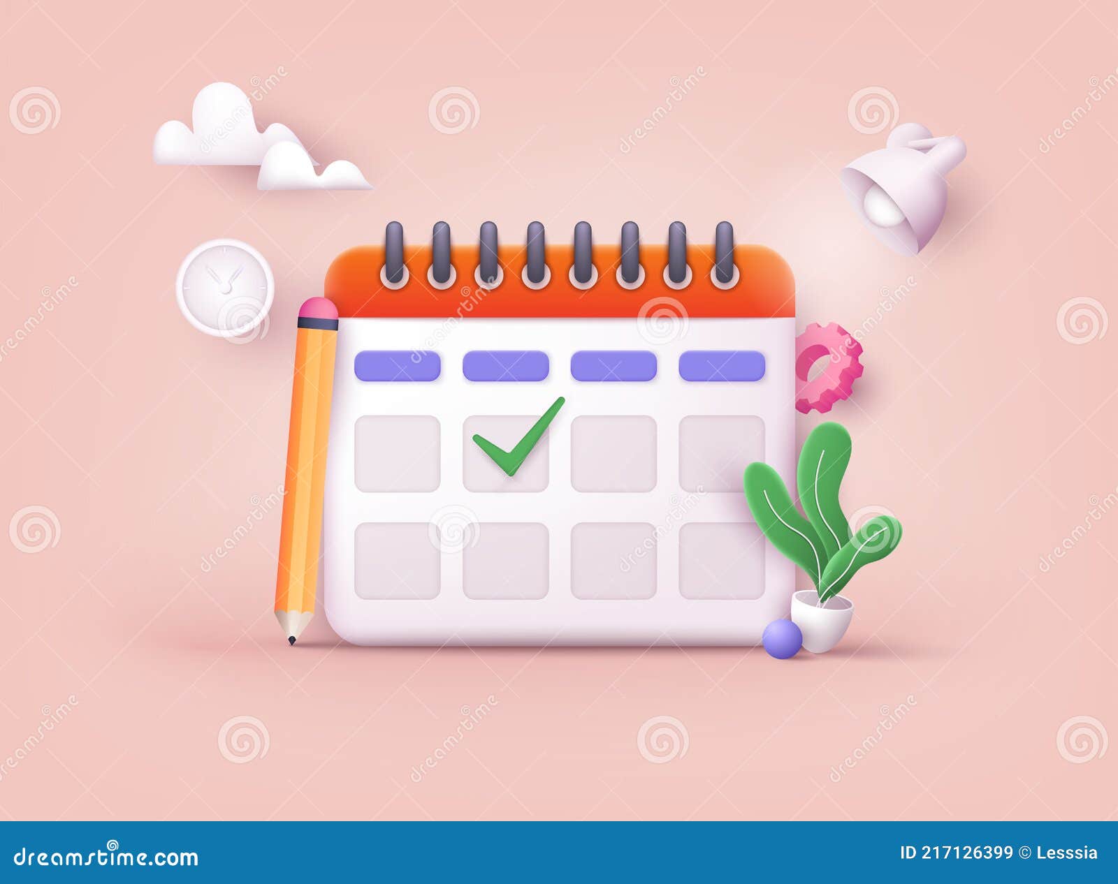 Calendar Icon with Check Sign. 3D Web Vector Illustrations Stock Vector ...