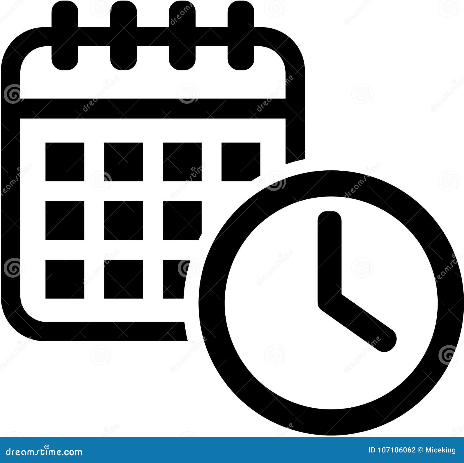 Calendar Icon with Clock. Meeting Stock Vector - Illustration of date ...