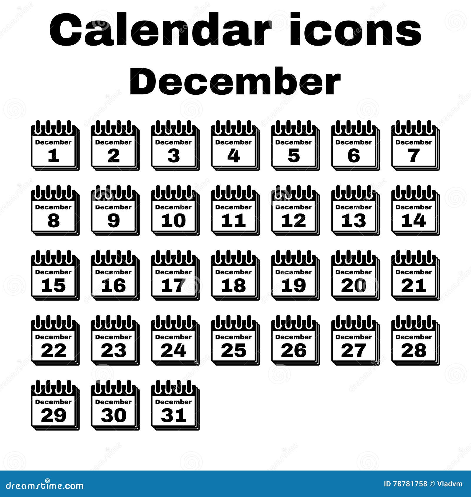The Calendar Icon. December Symbol Stock Vector - Illustration of ...