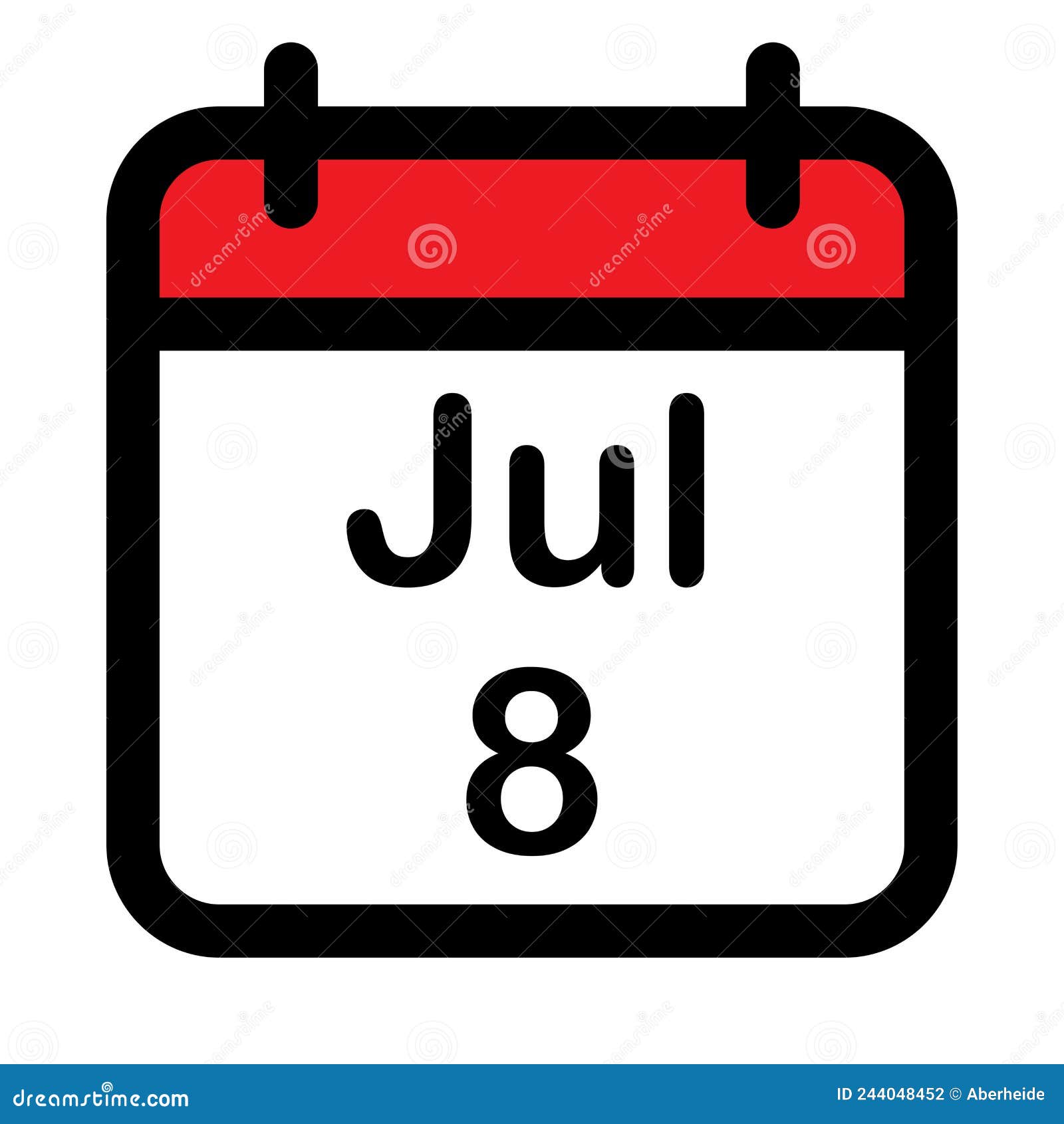 Calendar Icon with Eighth July Stock Vector - Illustration of graphic ...