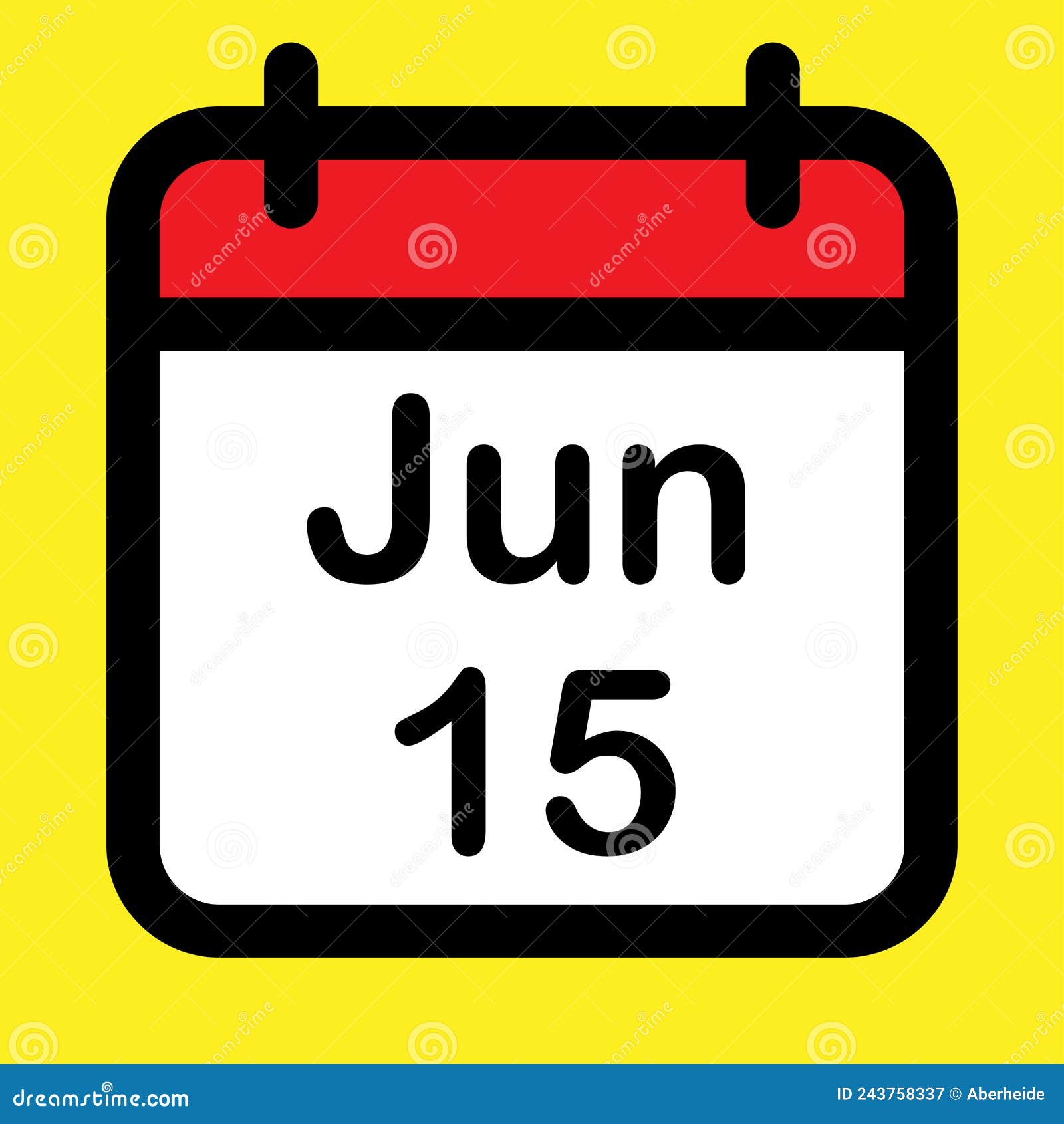 Calendar Icon Fifteenth June Stock Vector - Illustration of abstract ...