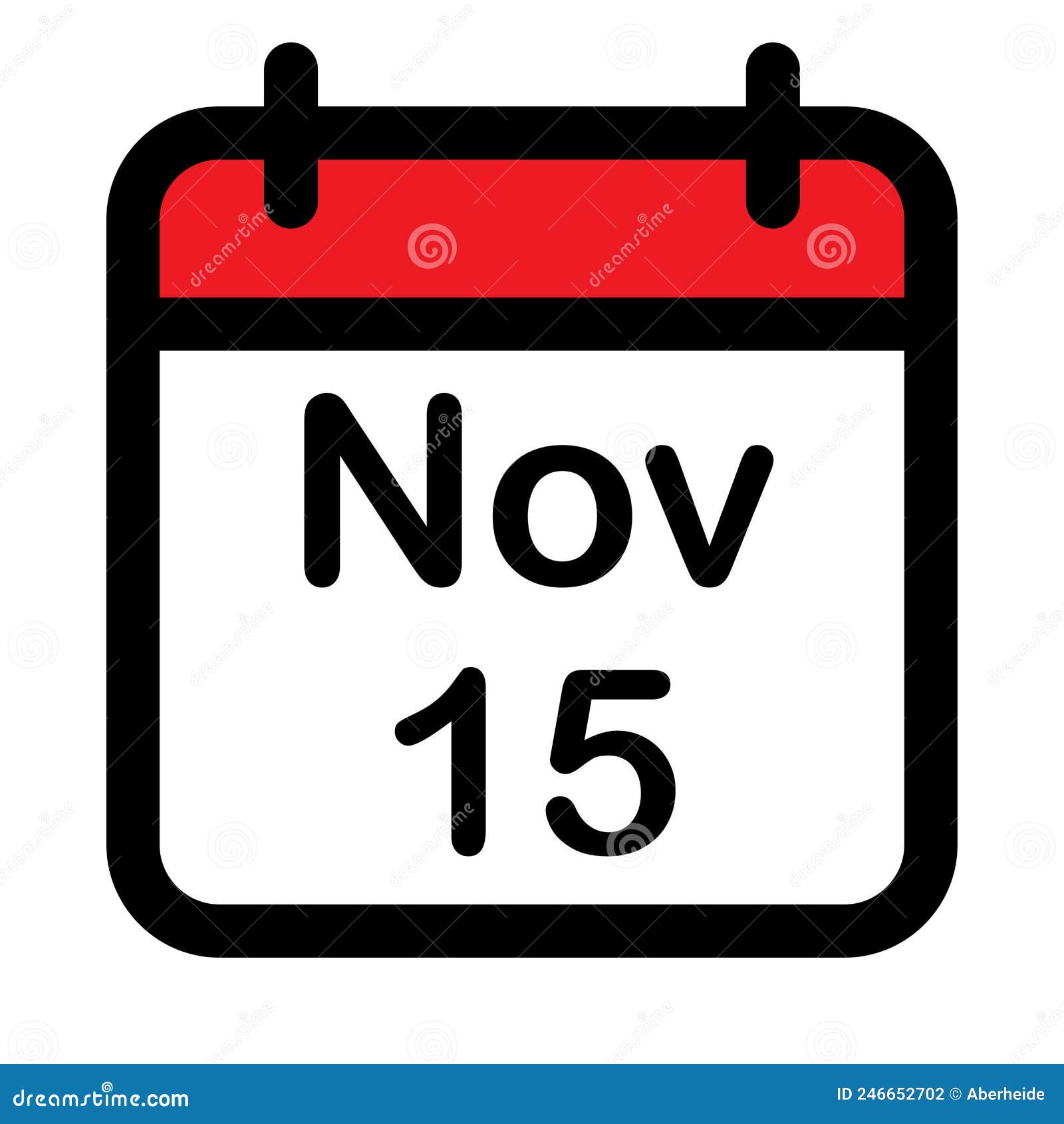 Calendar Icon with Fifteenth November Stock Vector - Illustration of ...