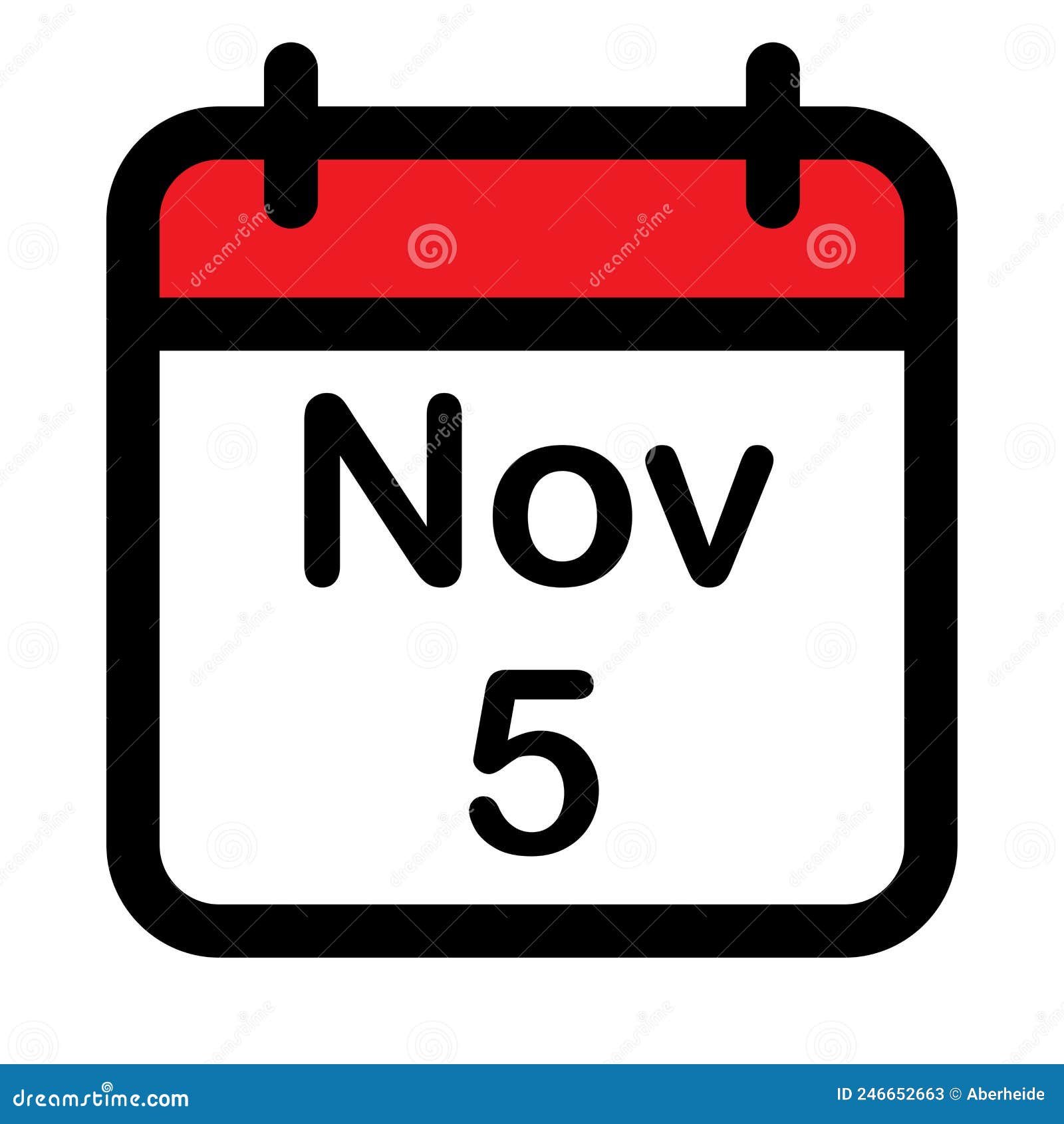 Calendar Icon with Fifth November Stock Vector - Illustration of ...