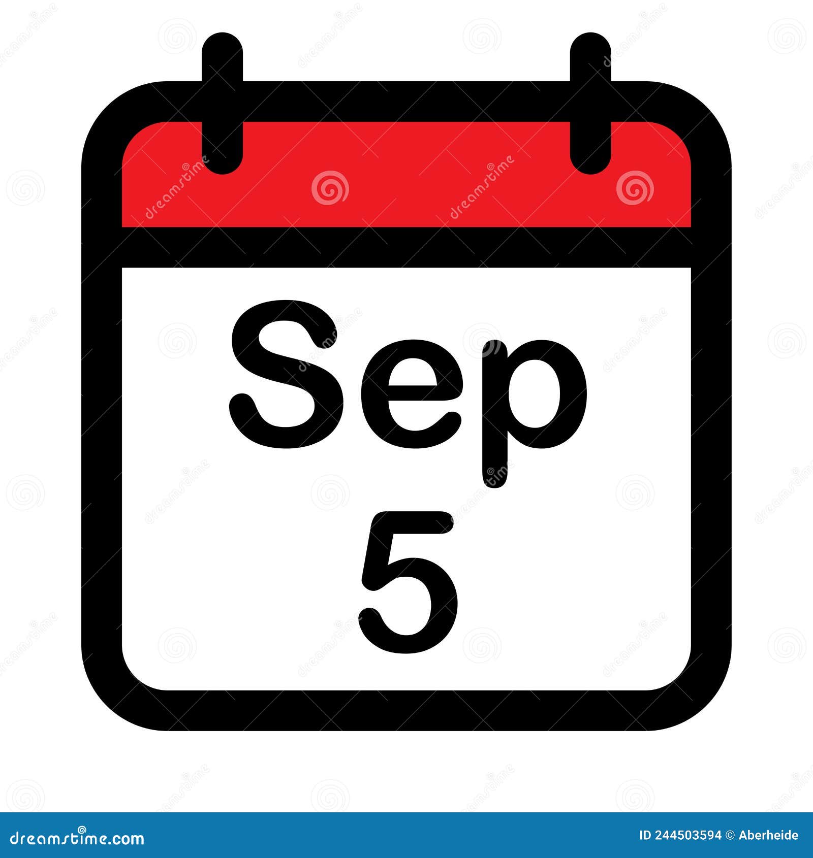 Calendar Icon with Fifth September Stock Vector - Illustration of ...