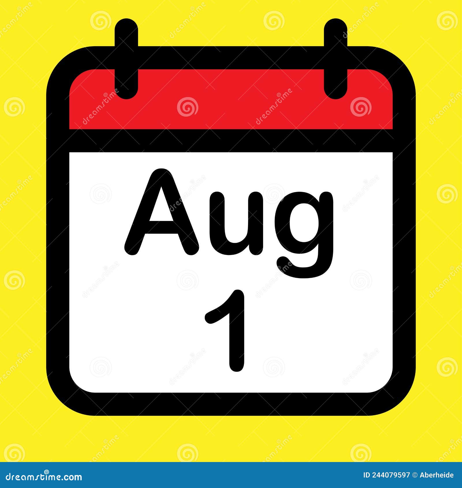 Calendar icon first August stock vector. Illustration of august - 244079597