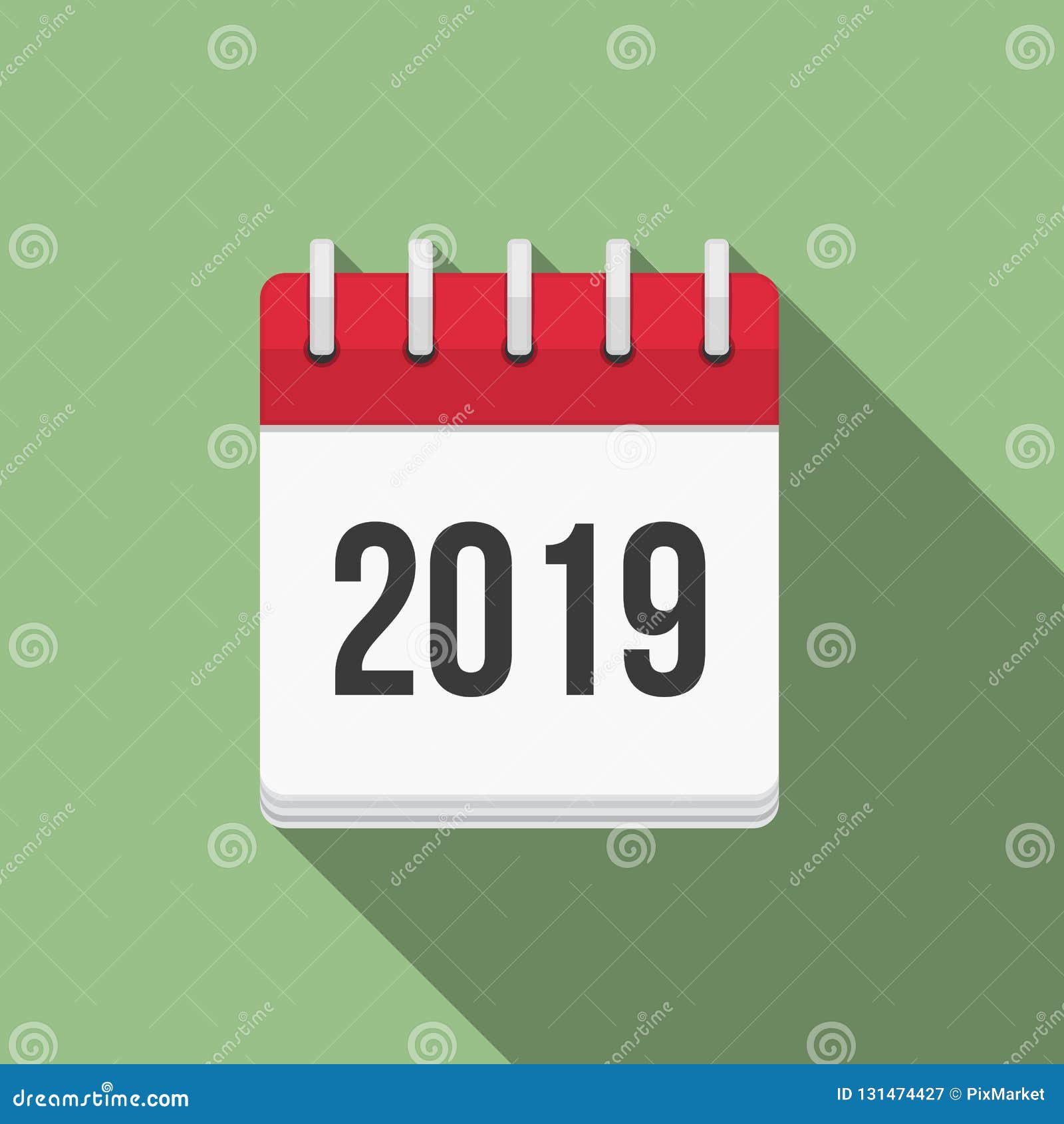 2019 Calendar Icon, Flat Design, Vector Eps10 Illustration Stock Vector ...