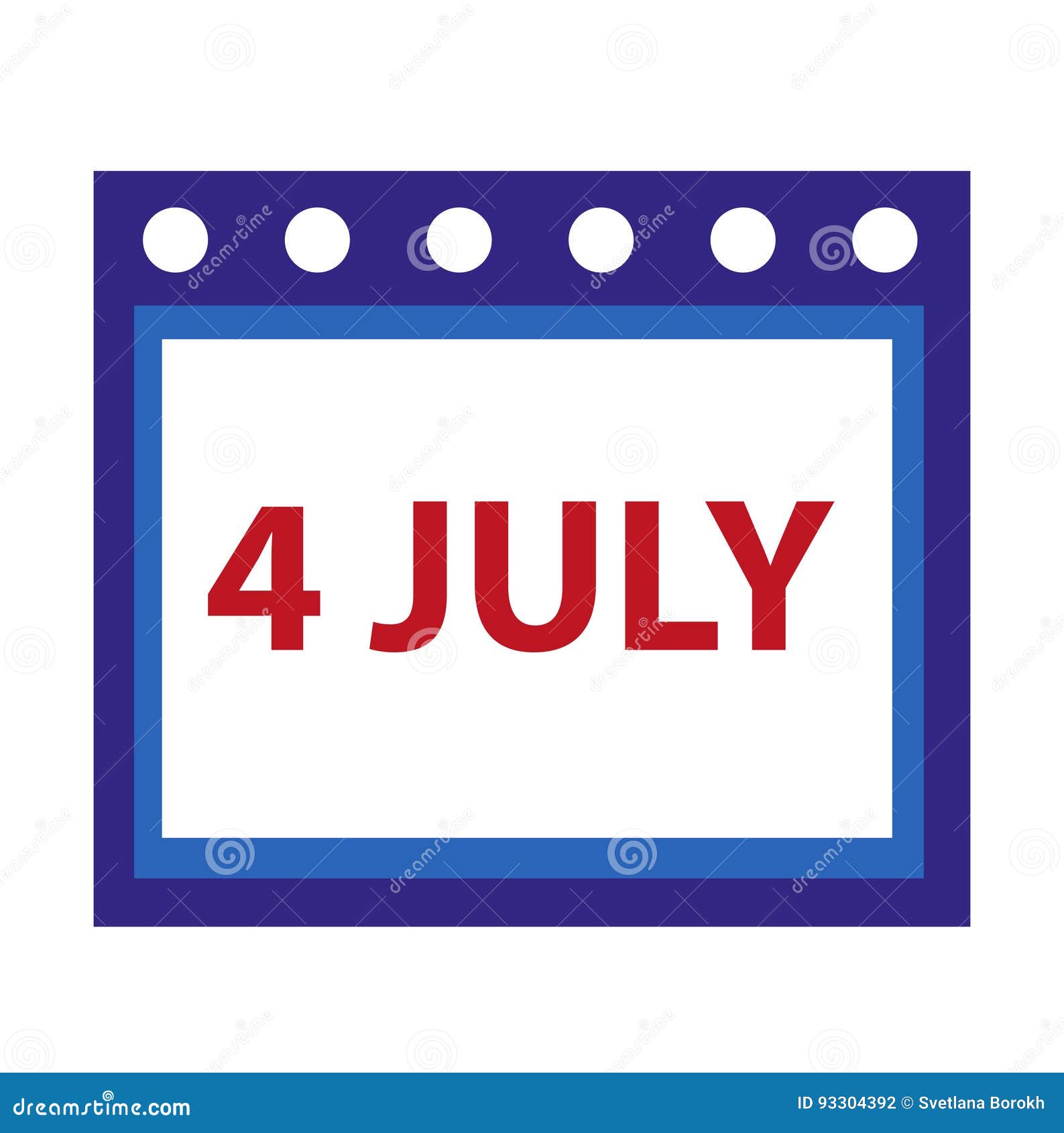 Calendar Icon, Flat Style. 4th July Concept. Isolated on White ...