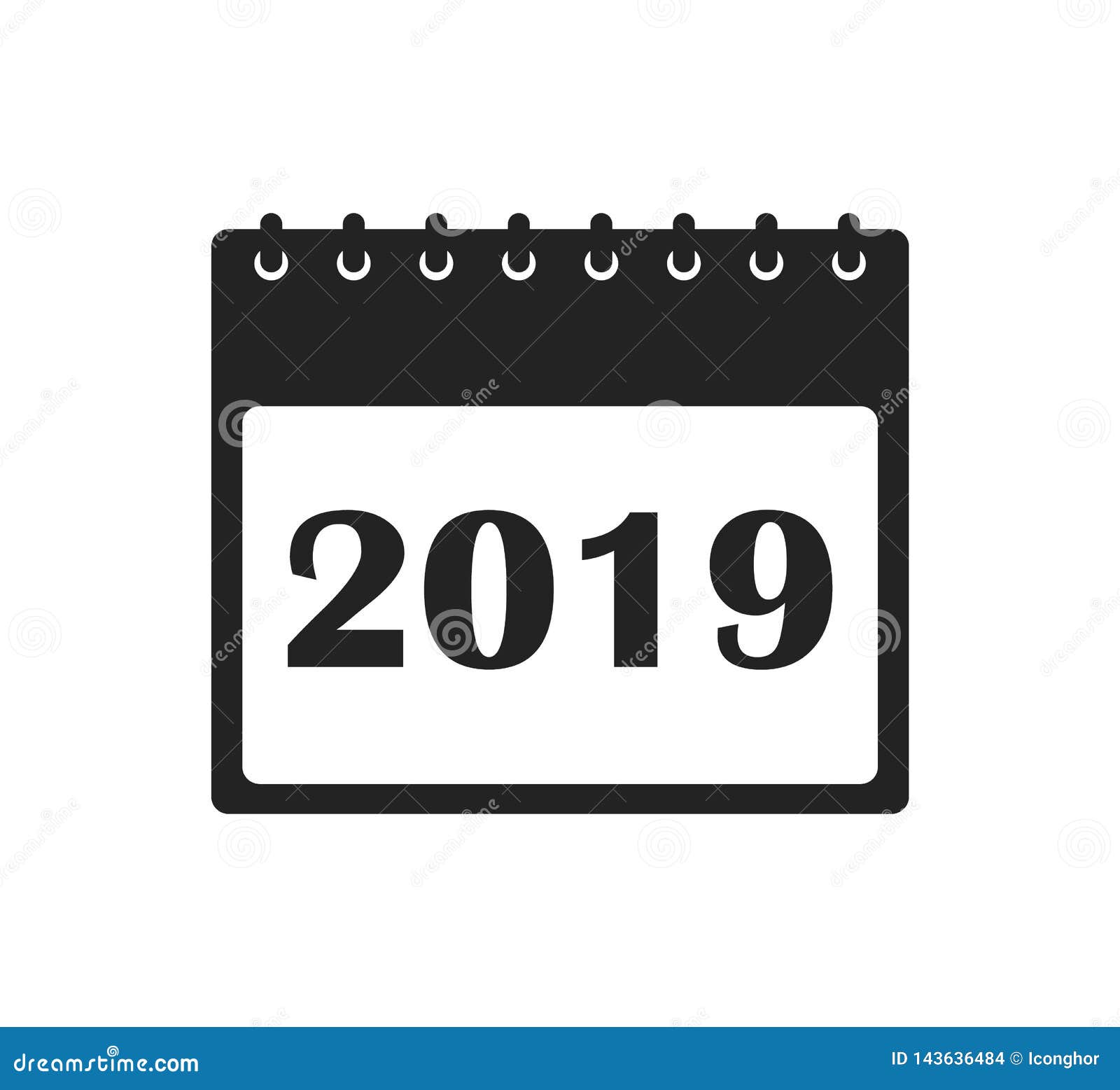 2019 Calendar Icon. stock vector. Illustration of line - 143636484