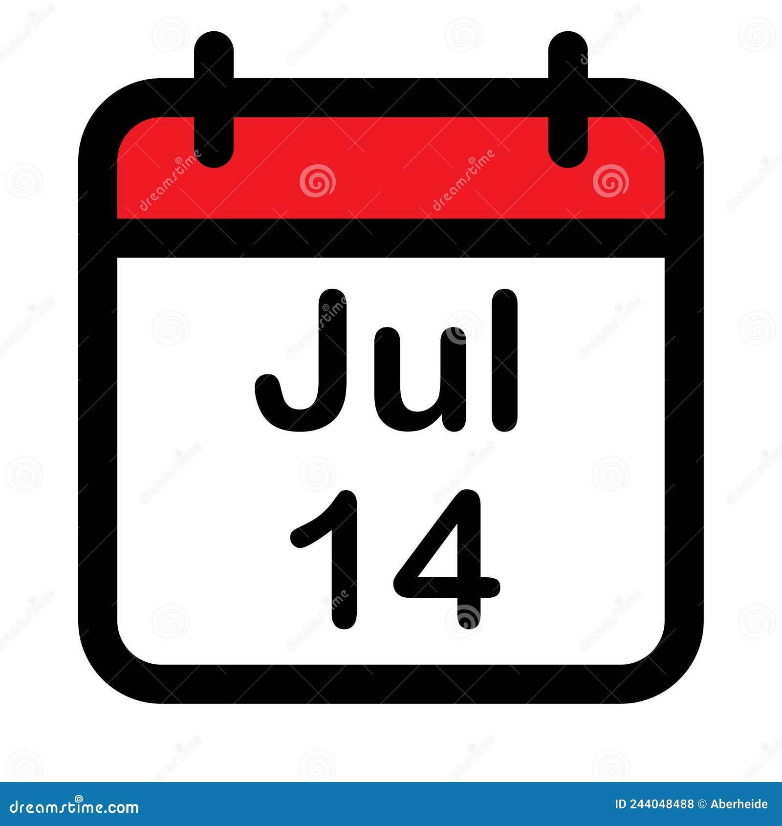 Calendar Icon with Fourteenth July Stock Vector - Illustration of paper ...