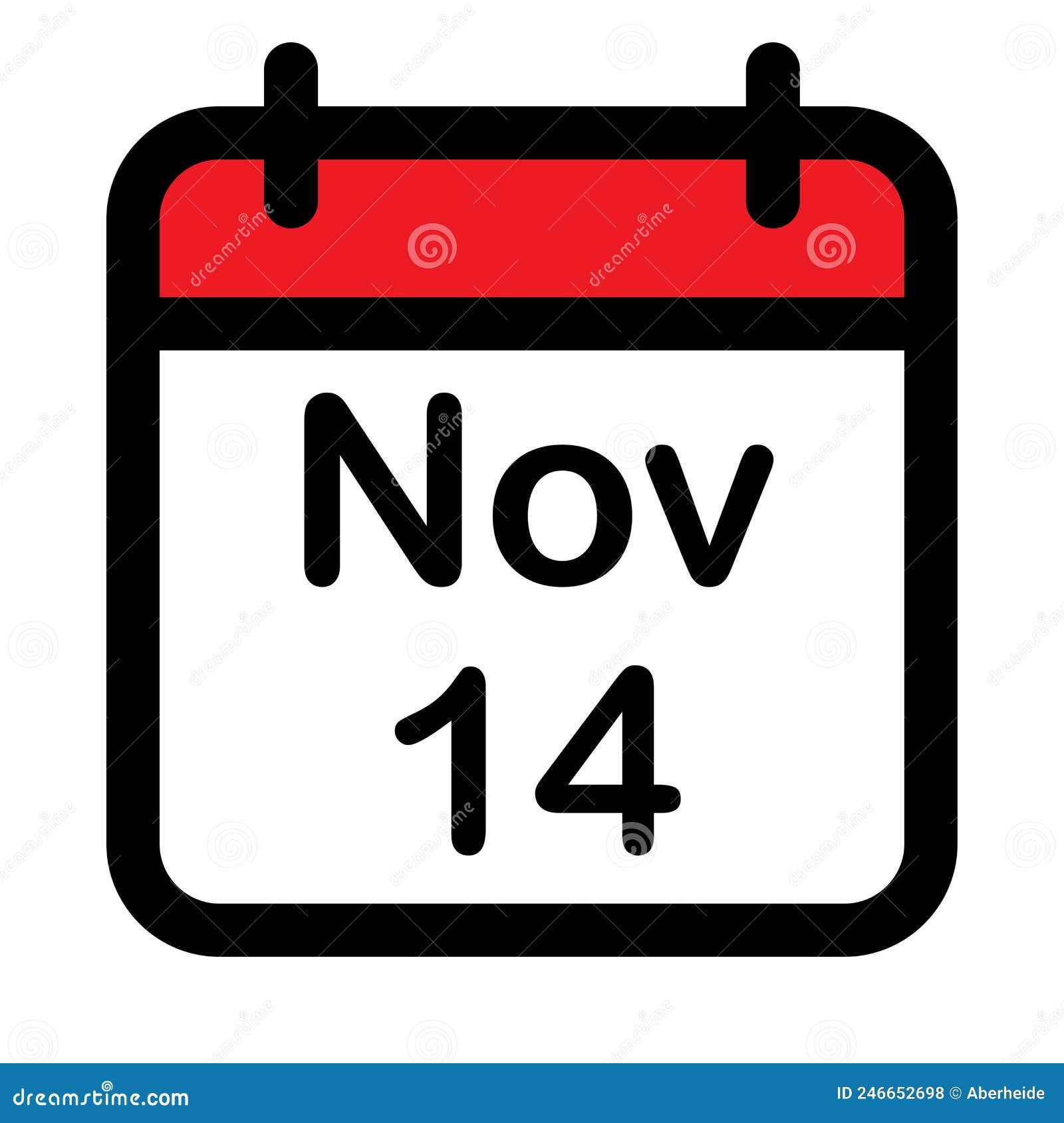 Calendar Icon with Fourteenth November Stock Vector - Illustration of ...