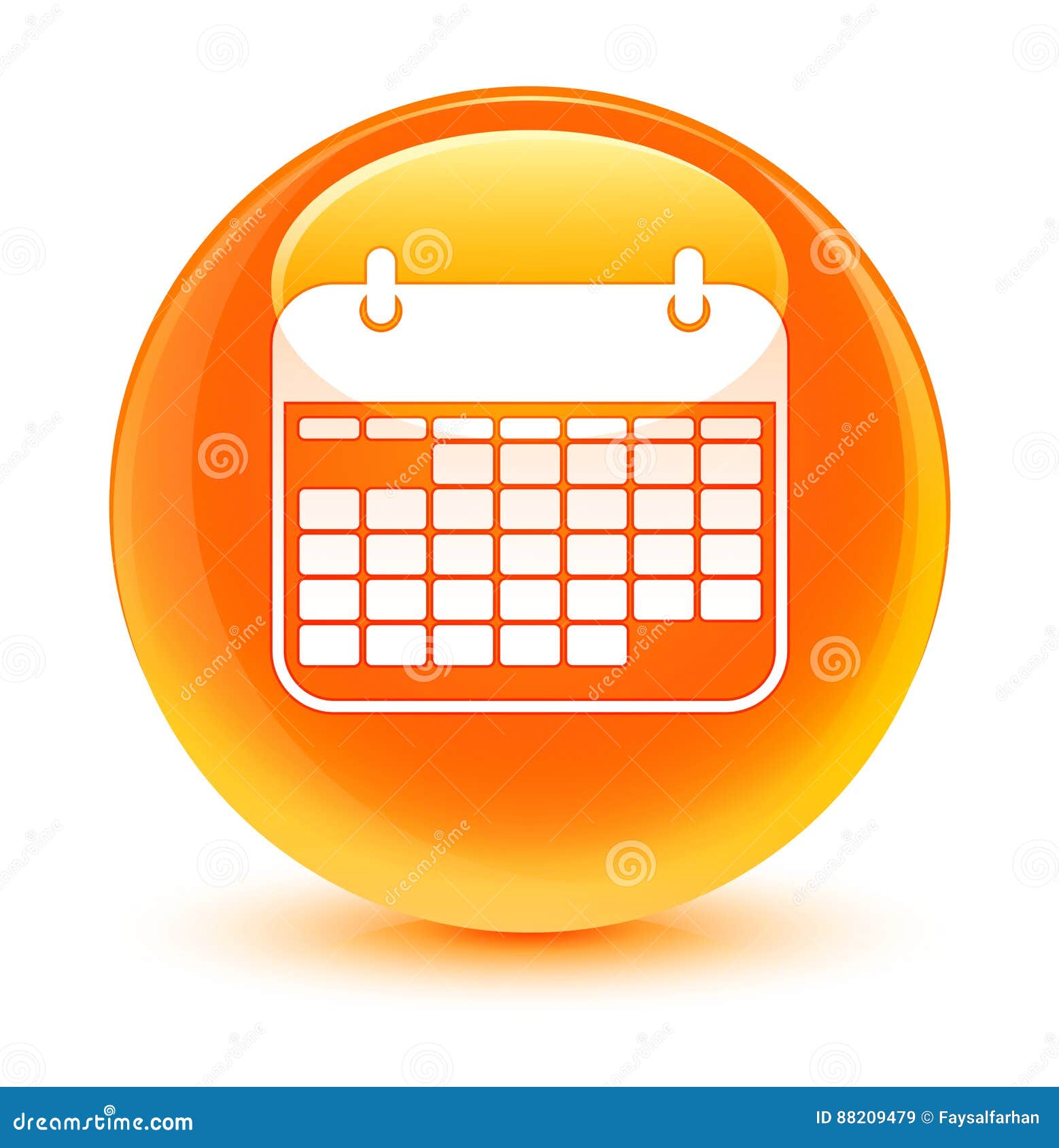 Calendar Icon Glassy Orange Round Button Stock Illustration ...