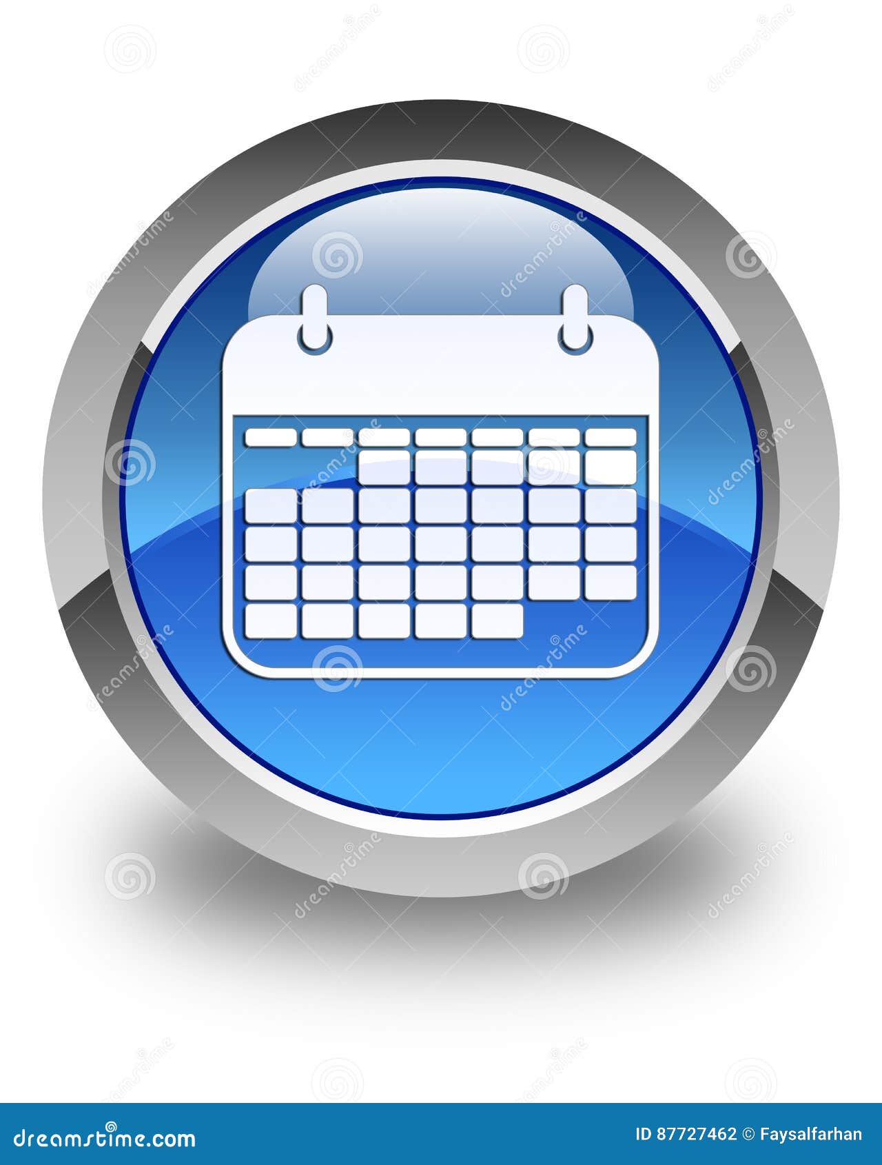 Calendar Icon Glossy Blue Round Button Stock Illustration ...