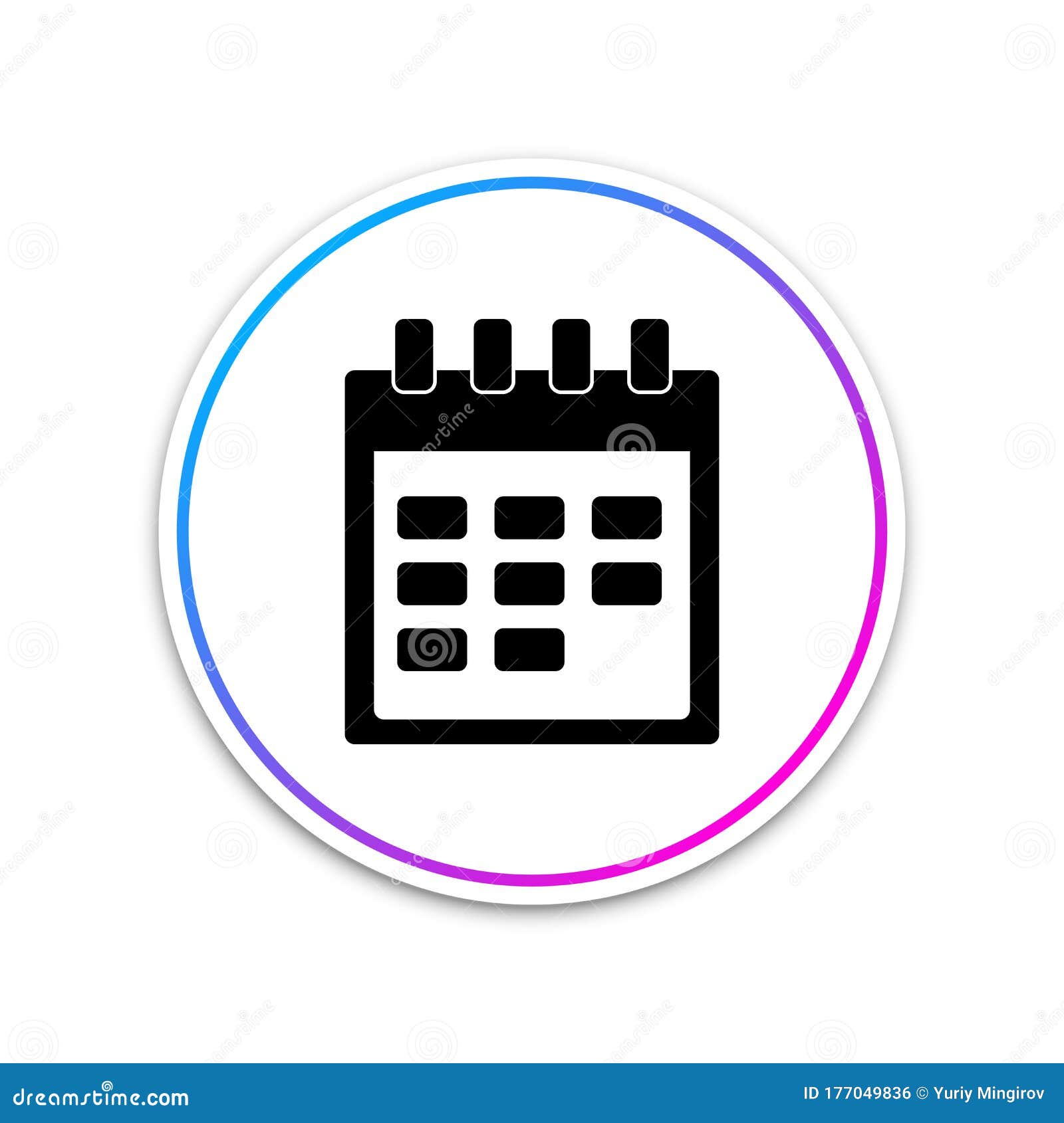 Calendar Icon Isolated on White Background. Circle White Button Stock ...