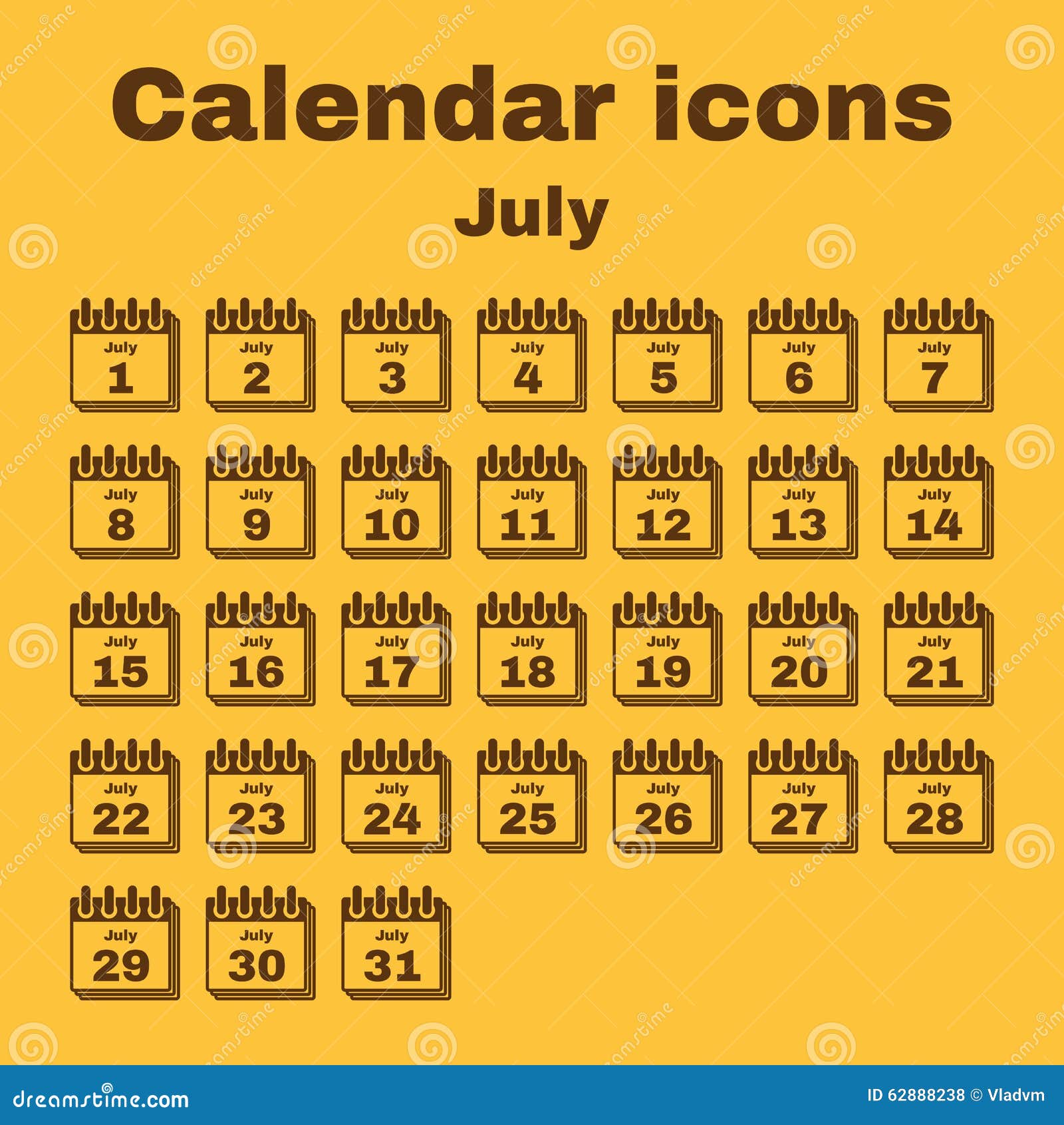 The Calendar Icon. July Symbol Stock Illustration - Illustration of ...