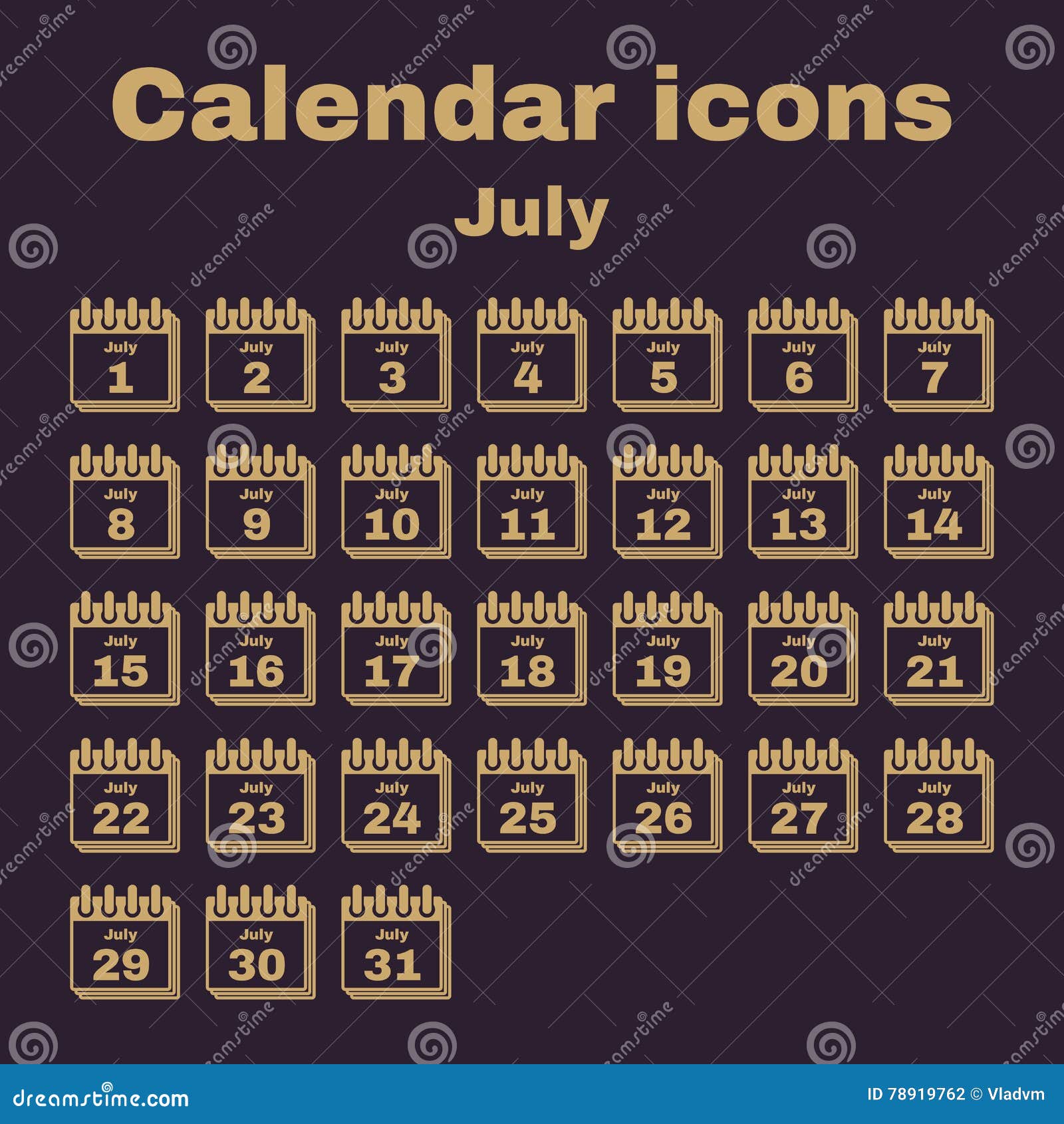 The Calendar Icon. July Symbol Stock Vector - Illustration of concept ...