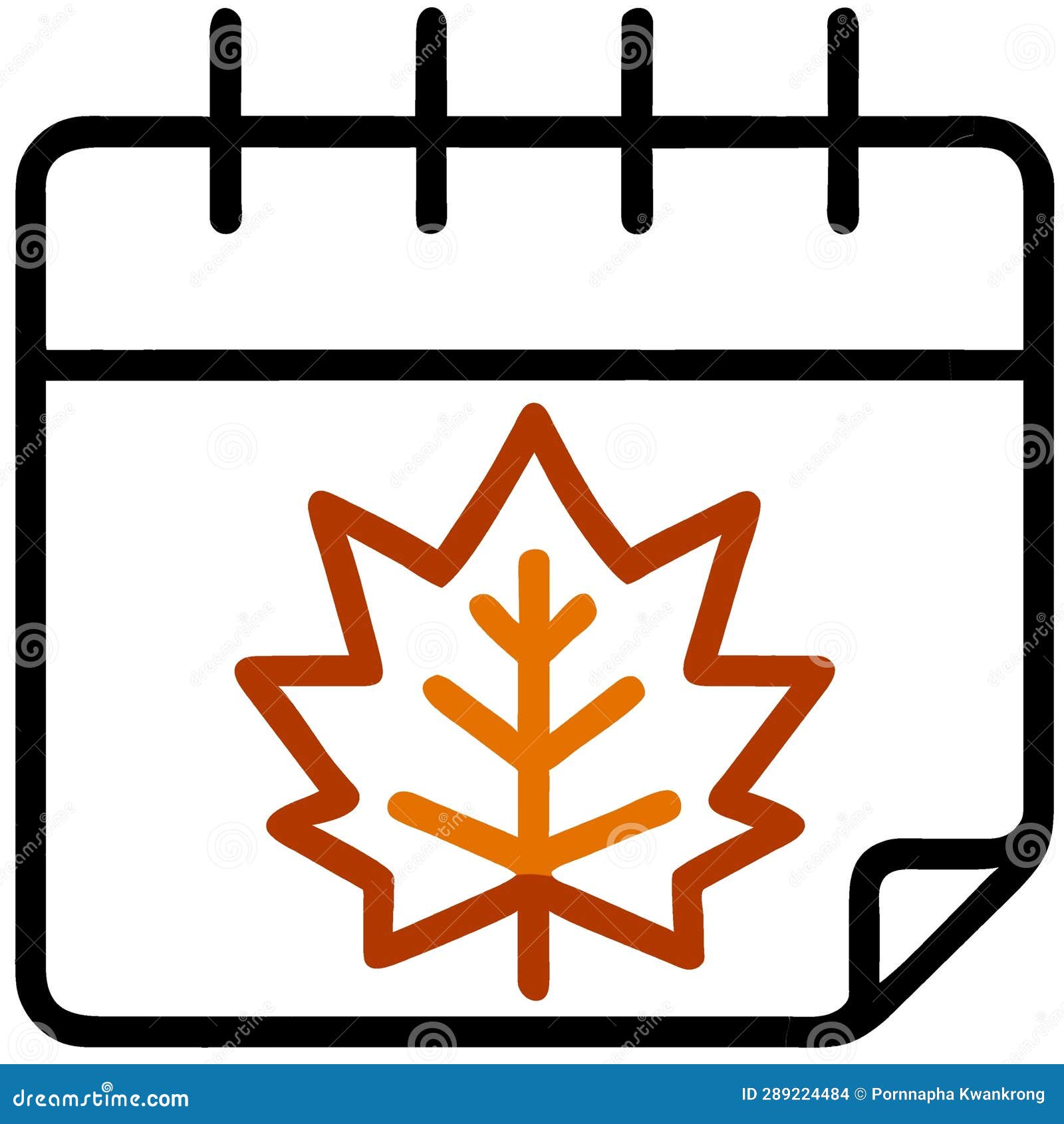 Calendar Icon with Maple Leaf Illustration. Autumn Stock Illustration ...