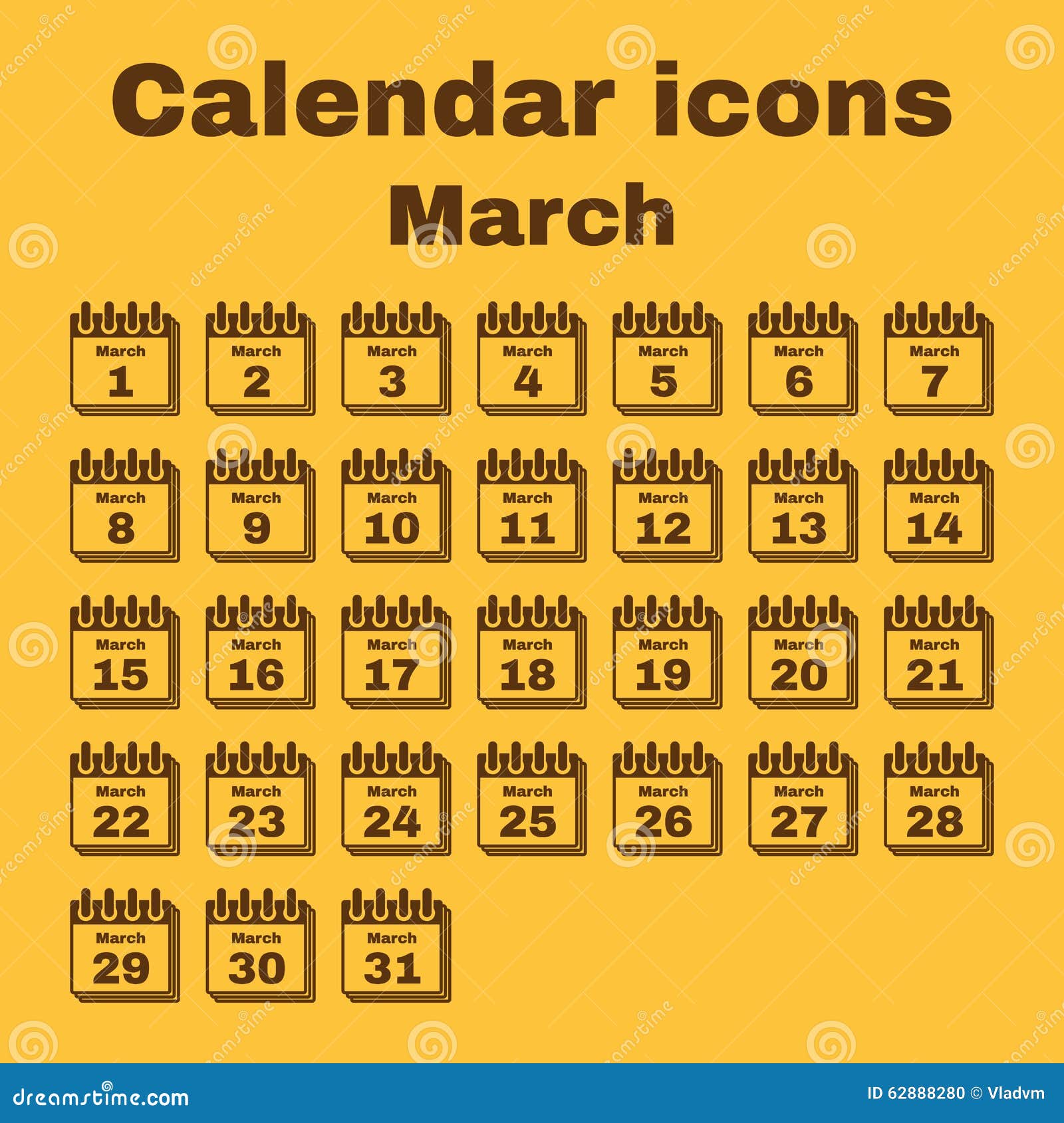 The Calendar Icon. March Symbol Stock Illustration - Illustration of ...