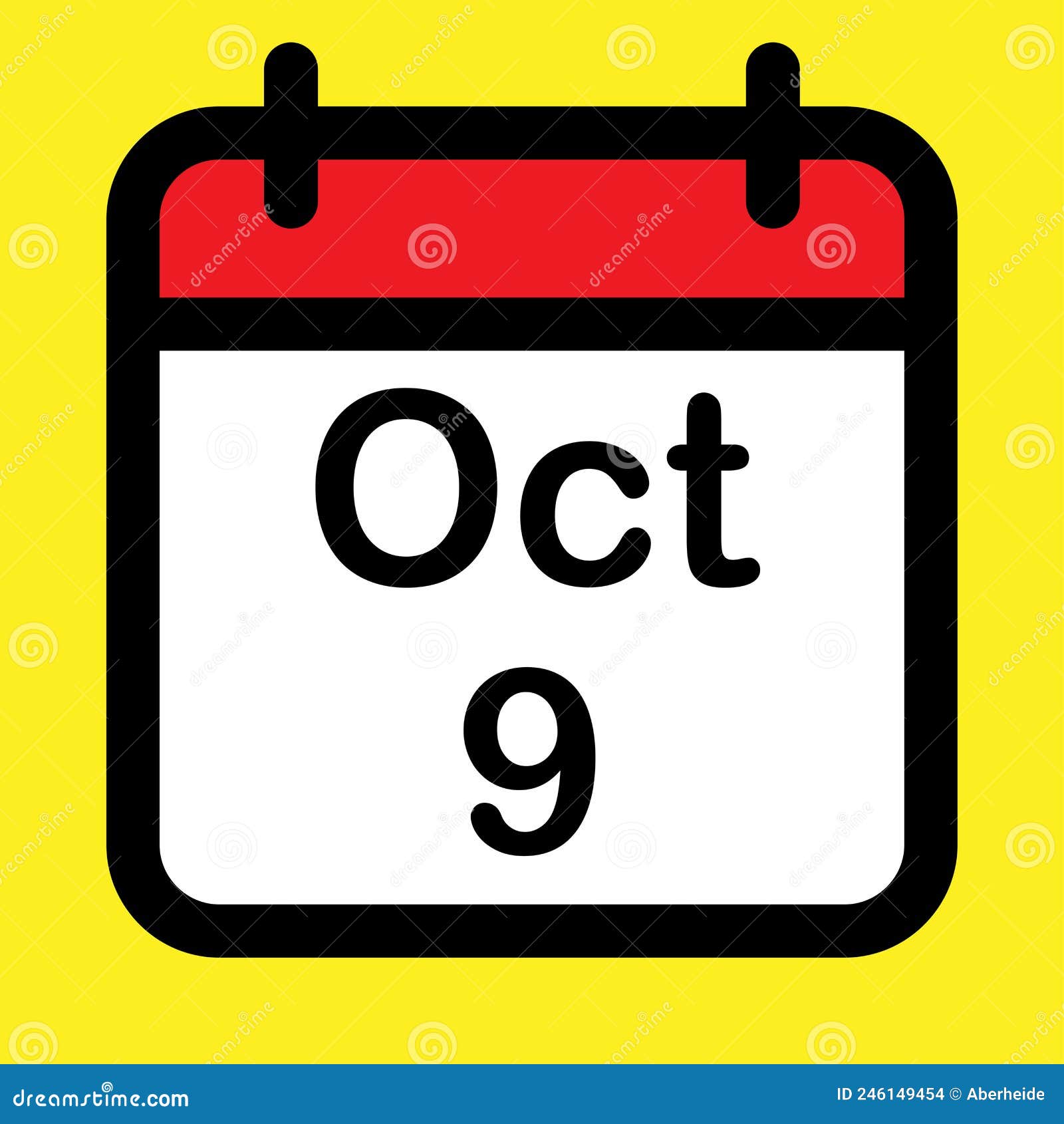 Calendar Icon Ninth October Stock Vector - Illustration of graphic ...