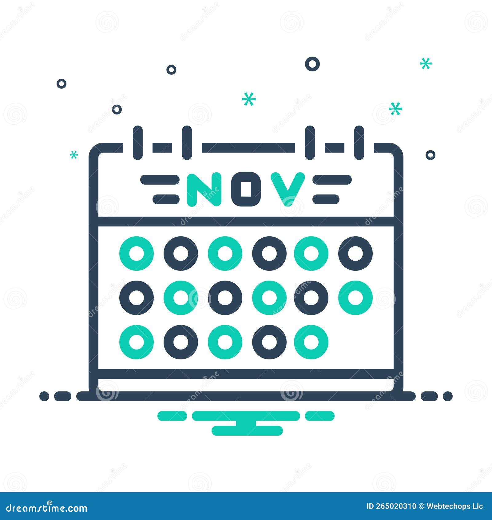 Mix Icon for Calendar, Number and Day Stock Illustration - Illustration ...