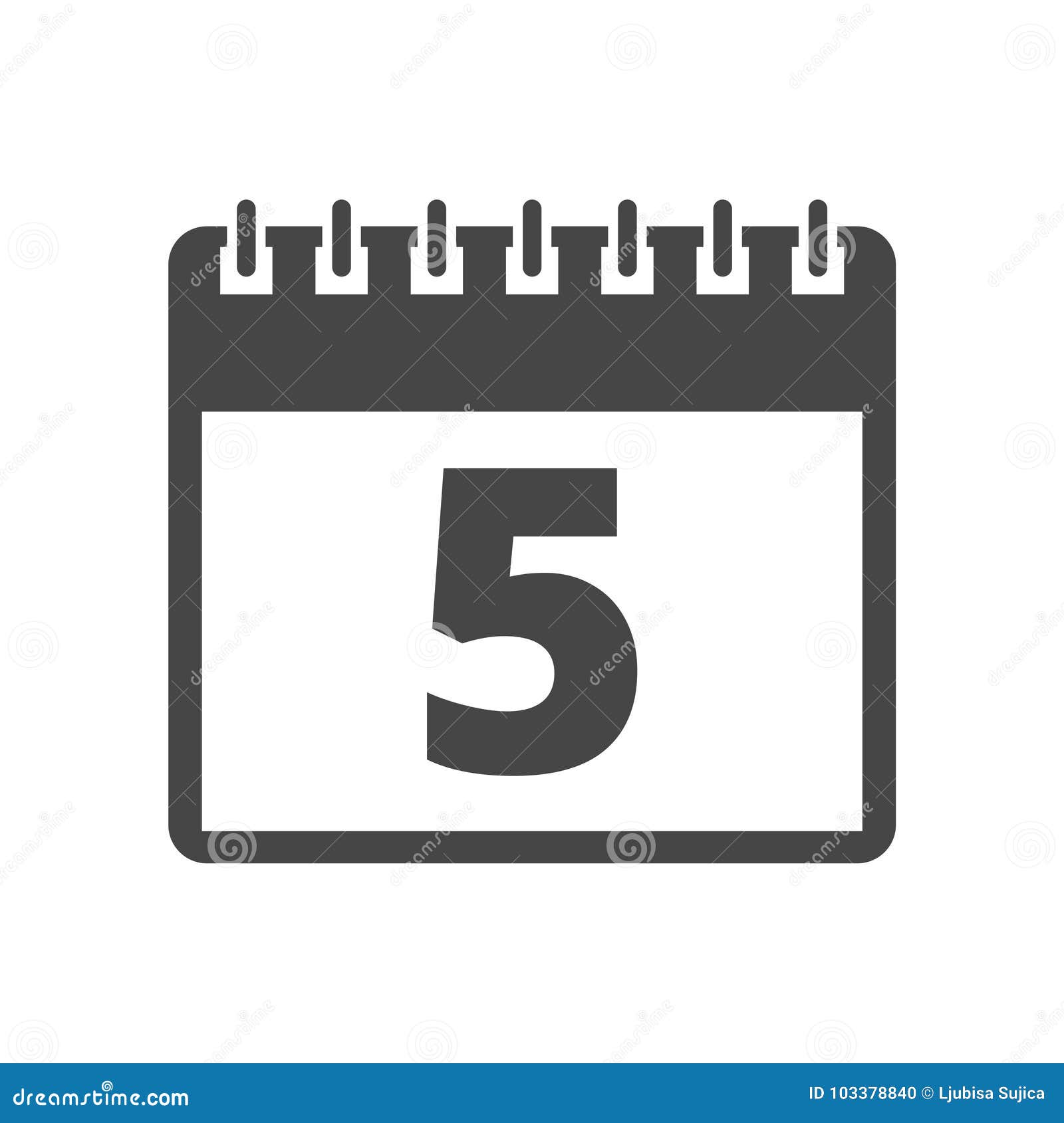 Calendar icon - number 5 stock vector. Illustration of icon - 103378840