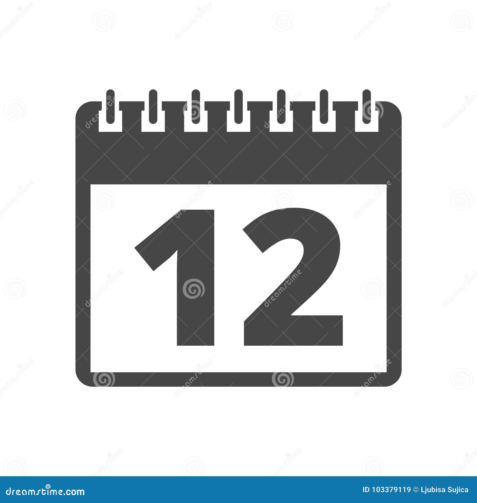 Calendar icon - number 12 stock vector. Illustration of isolated ...