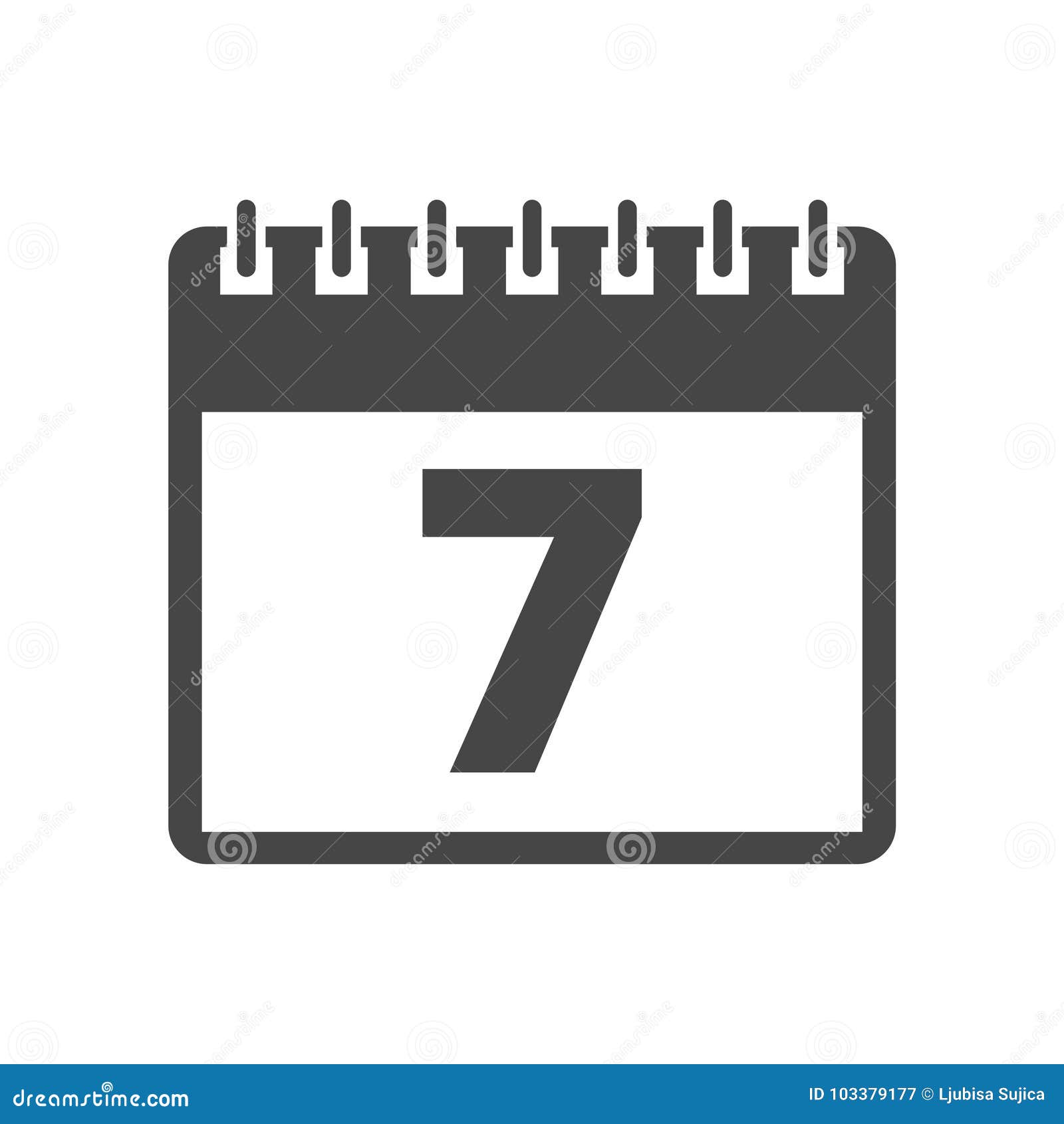 Calendar icon - number 7 stock vector. Illustration of black - 103379177
