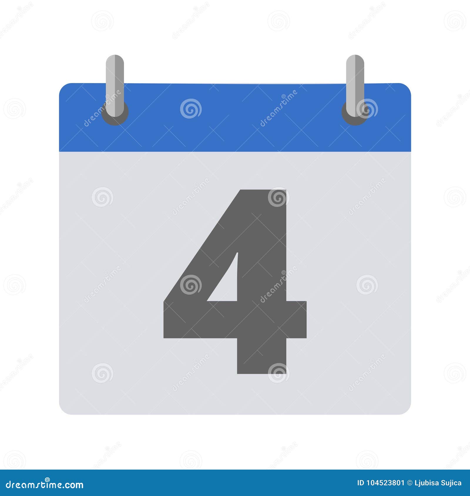 Calendar icon - number 4 stock vector. Illustration of design - 104523801