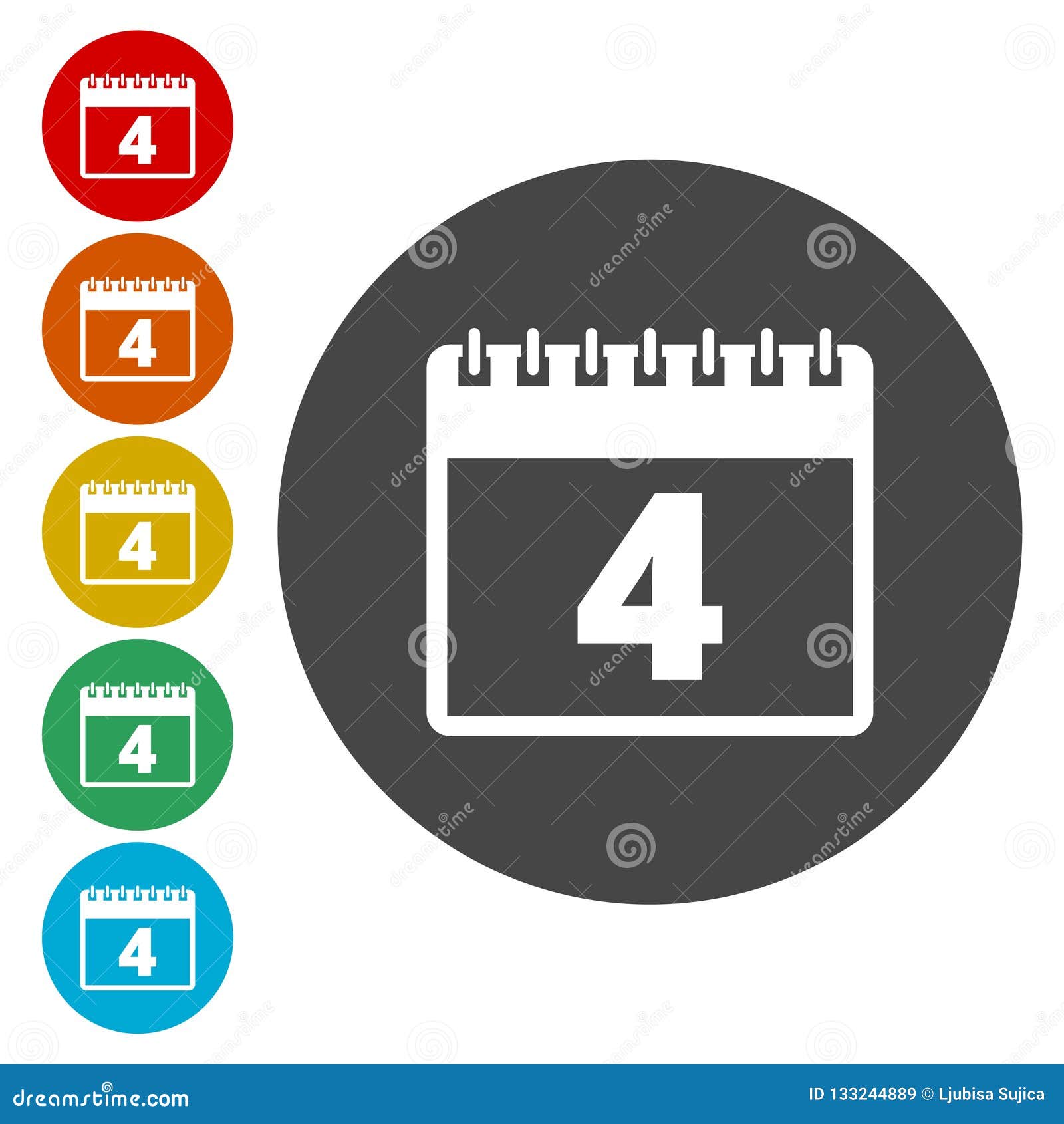 Calendar icon - number 4 stock vector. Illustration of annual - 133244889