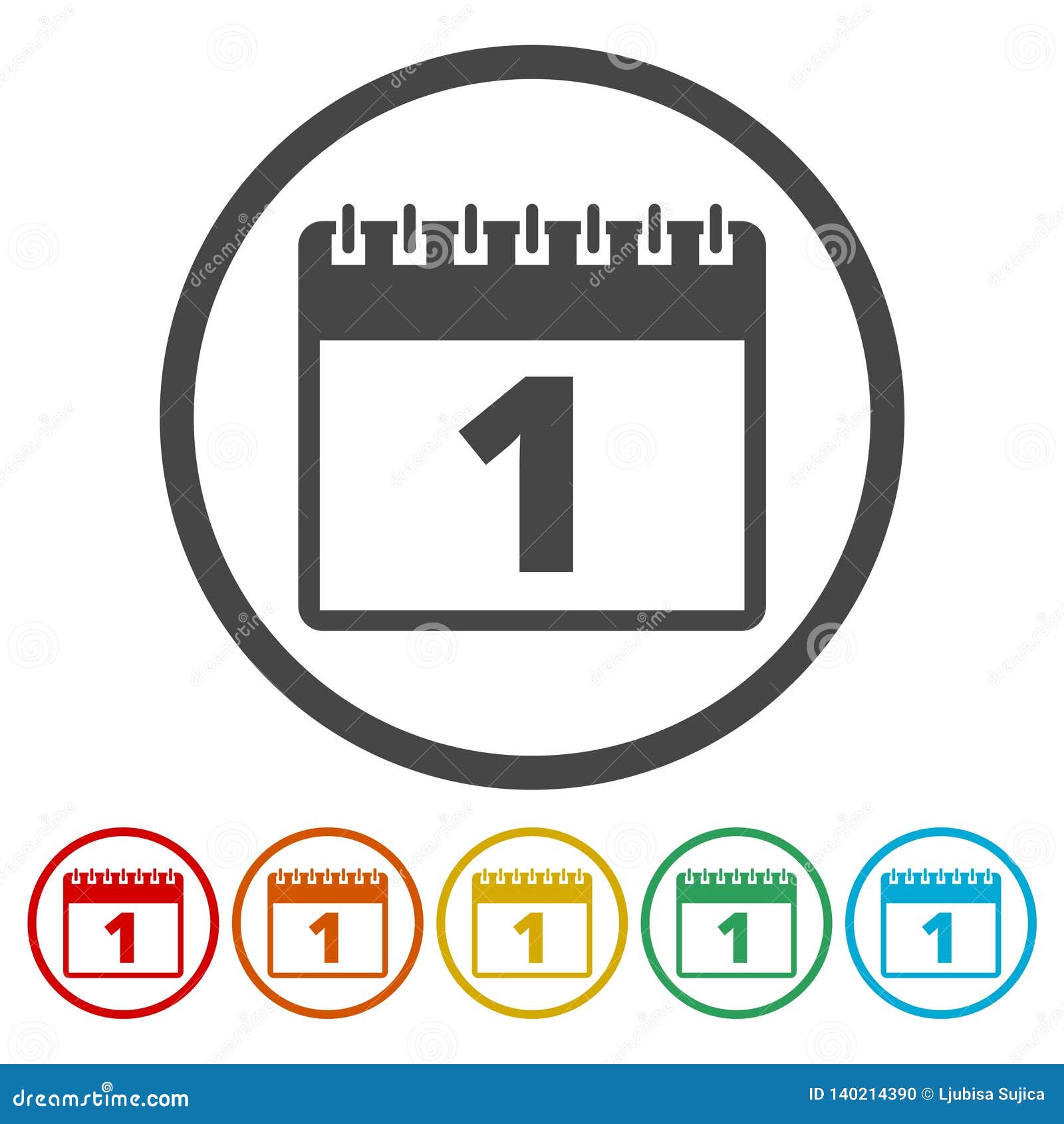 Calendar icon - number 1 stock vector. Illustration of icon - 140214390