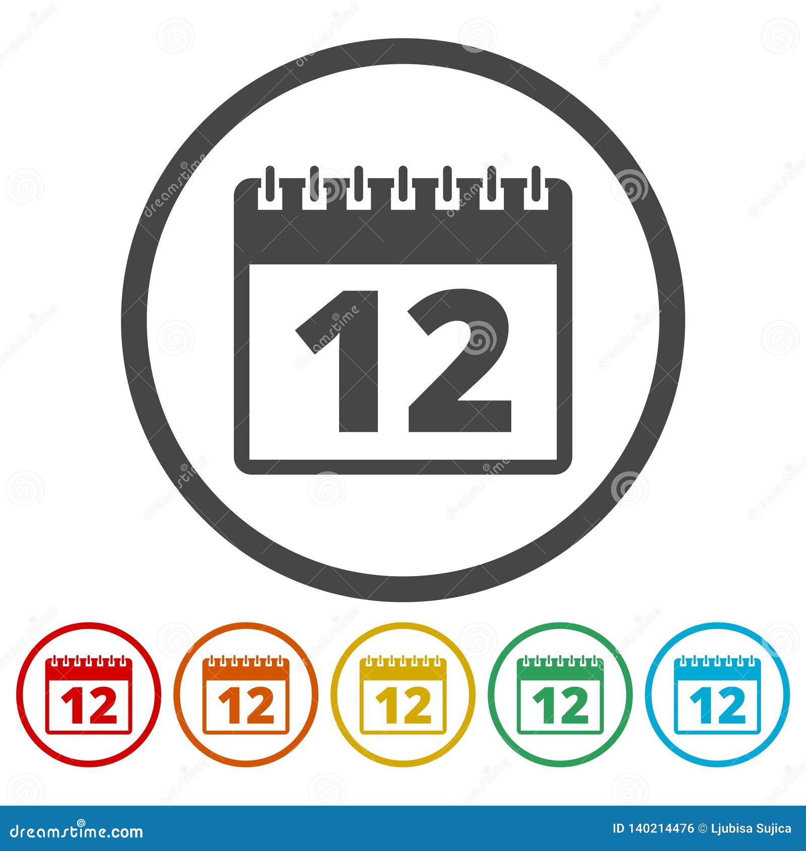 Calendar icon - number 12 stock vector. Illustration of number - 140214476