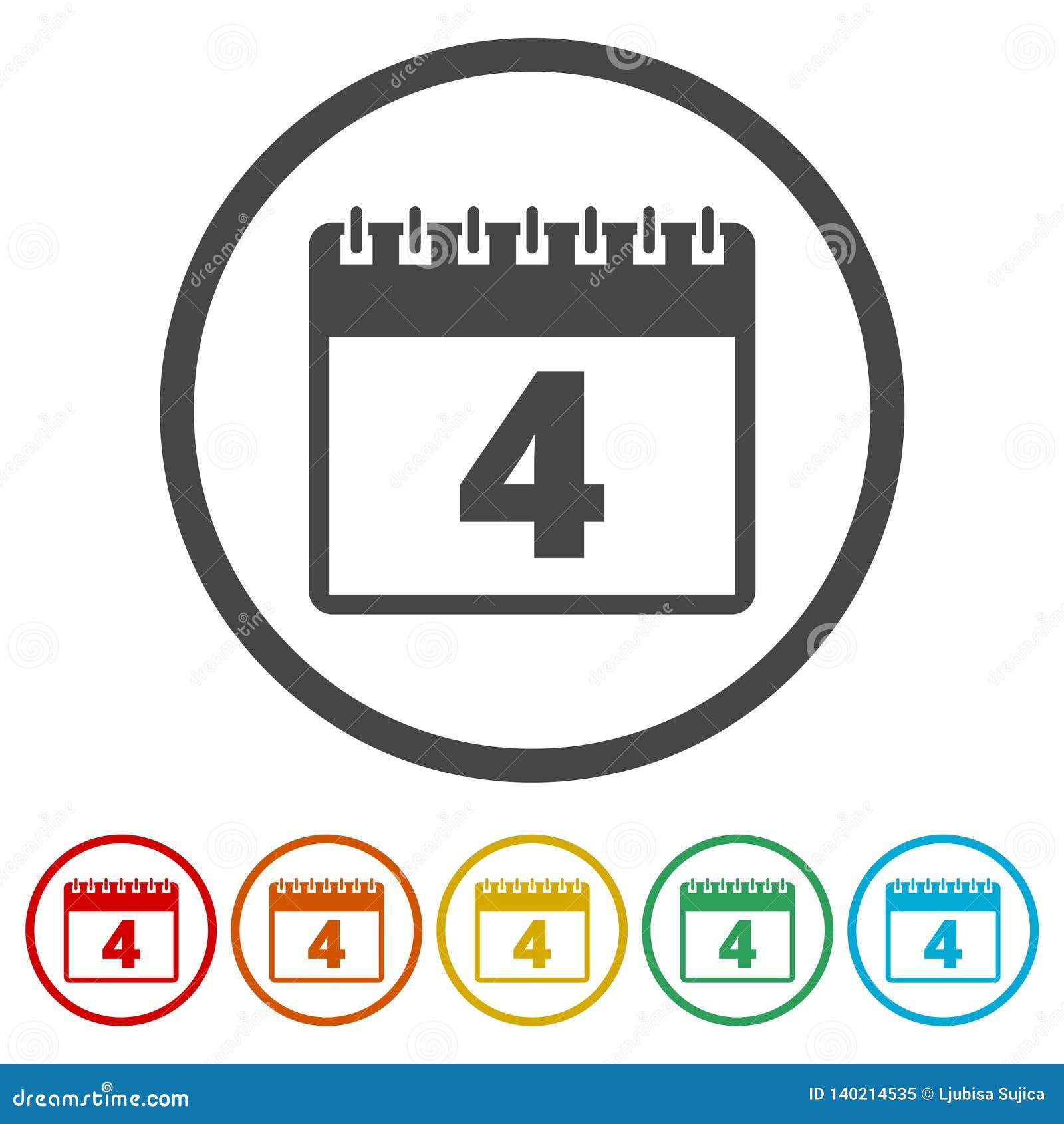 Calendar icon - number 4 stock vector. Illustration of event - 140214535