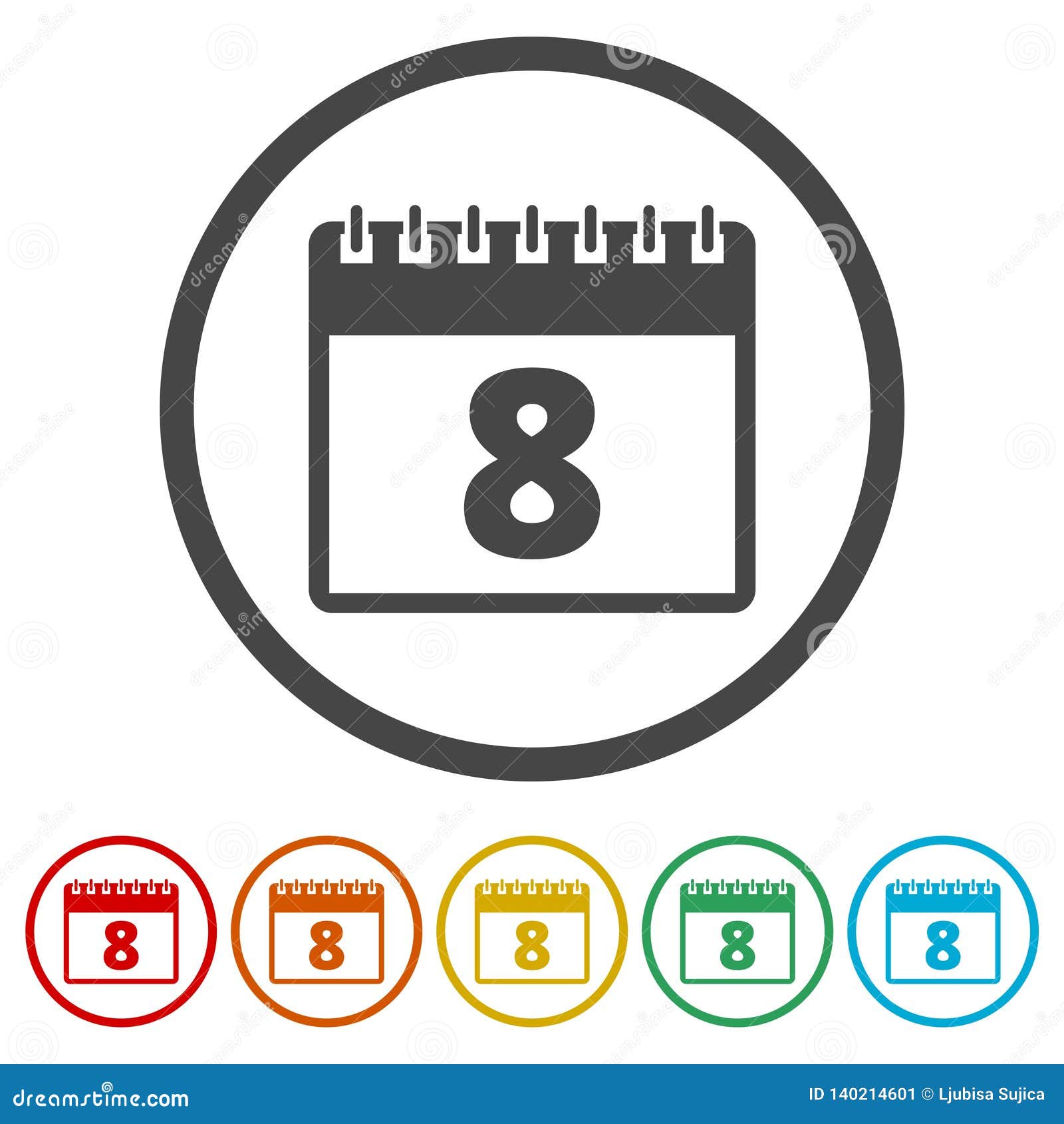 Calendar icon - number 8 stock vector. Illustration of message - 140214601