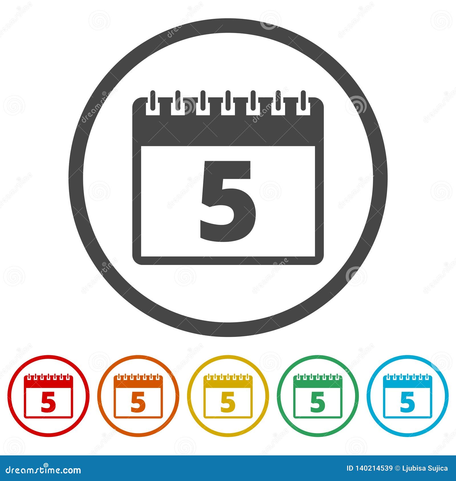 Calendar icon - number 5 stock vector. Illustration of deadline - 140214539
