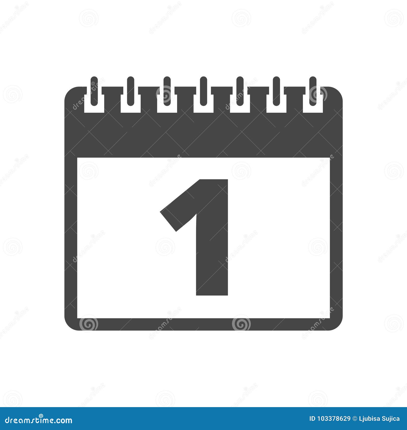 Calendar icon - number 1 stock vector. Illustration of deadline - 103378629