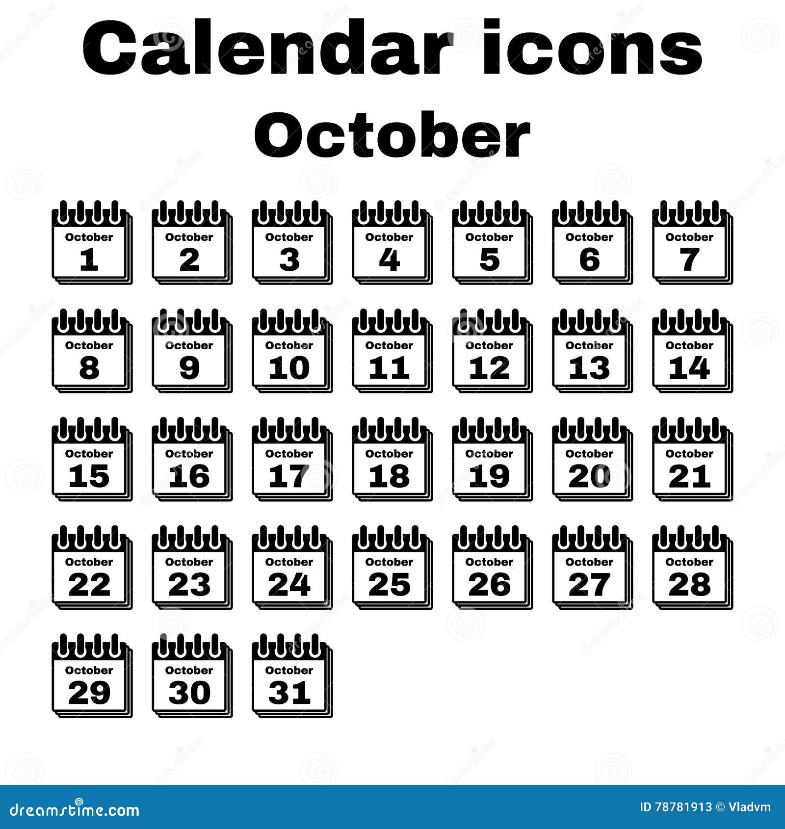 The Calendar Icon. October Symbol Stock Vector - Illustration of ...