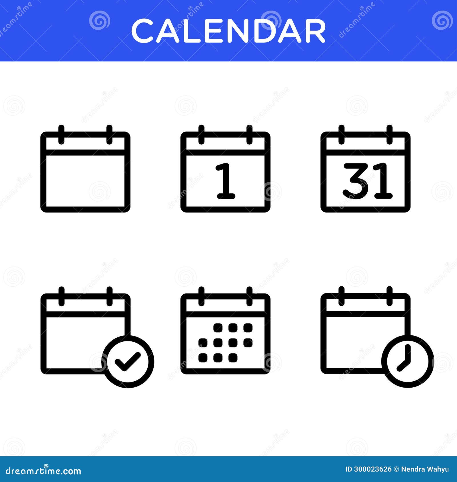 Calendar Icon in Outline Style. Stock Illustration - Illustration of ...