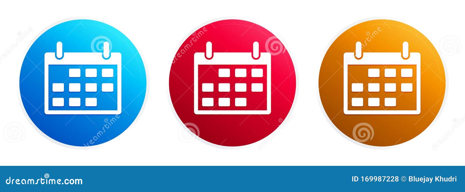 Calendar Icon Premium Trendy Round Button Set Stock Vector ...