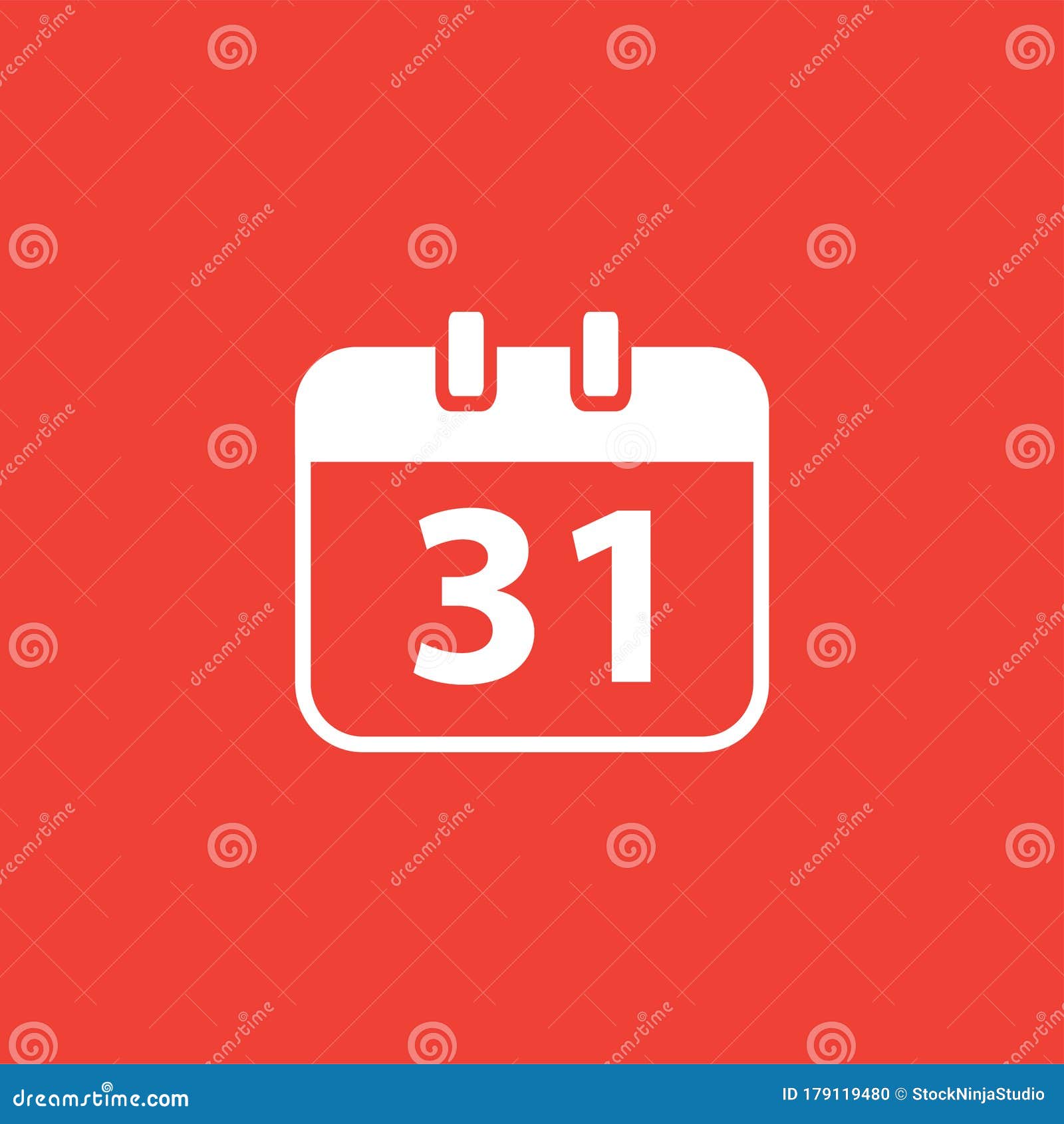 Calendar Icon on Red Background. Red Flat Style Vector Illustration ...